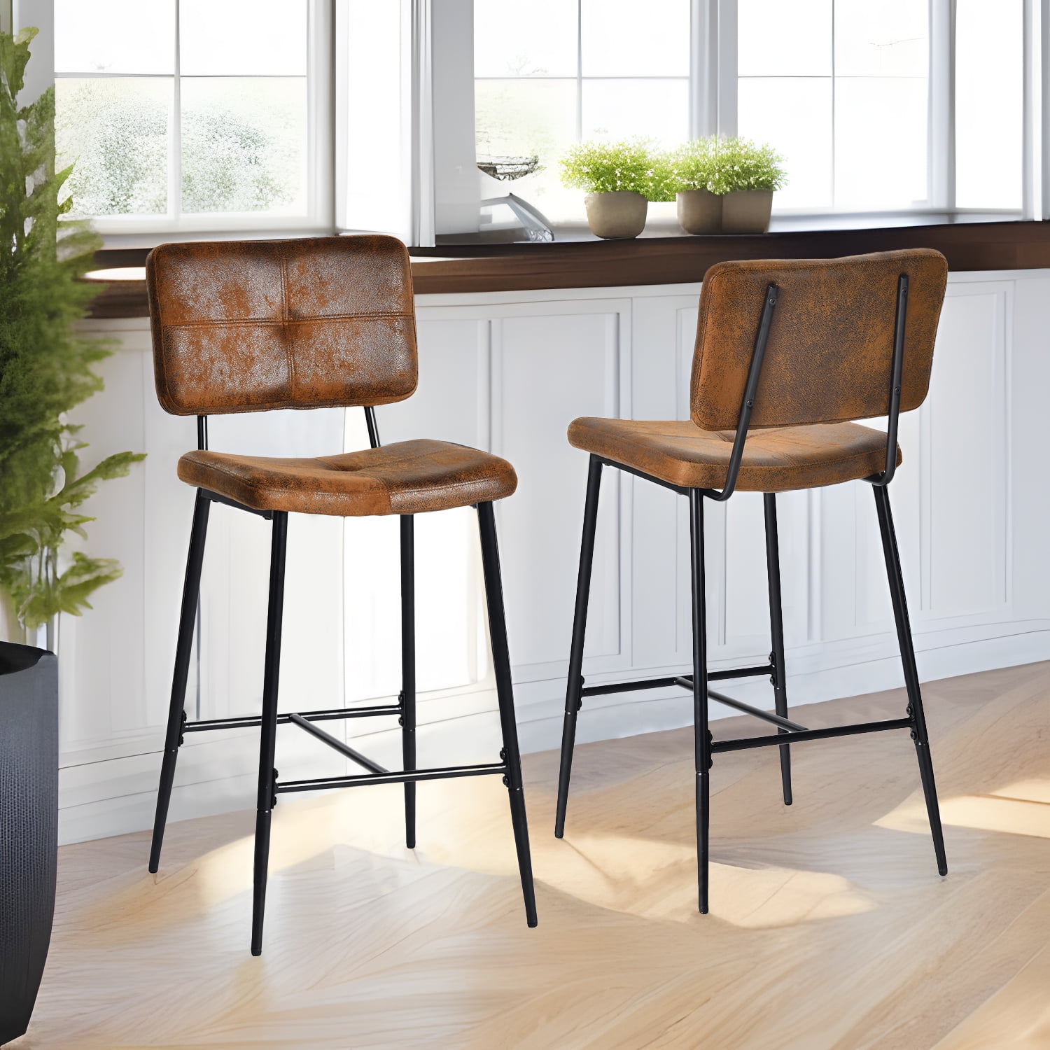 Homy Casa Vintage Bar Stools Set of 2, 26.7in Counter Height Stools ...