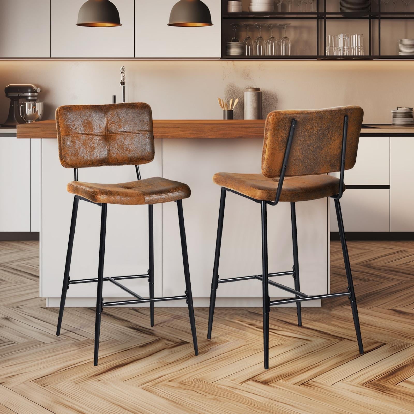 Homy Casa Counter Height Bar Stools Set of 2, 26" Modern Mid Century ...