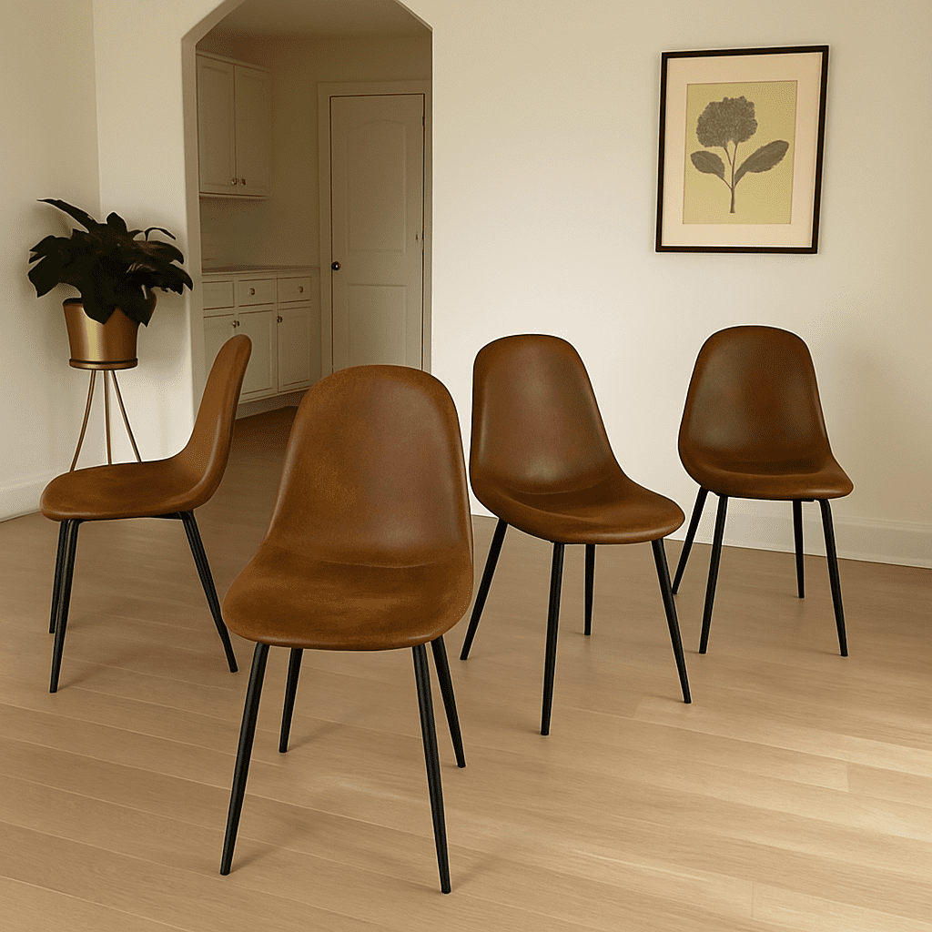 Homy Casa Dining Chair Set of 4, Upholstered Faux Suede Modern Kitchen ...