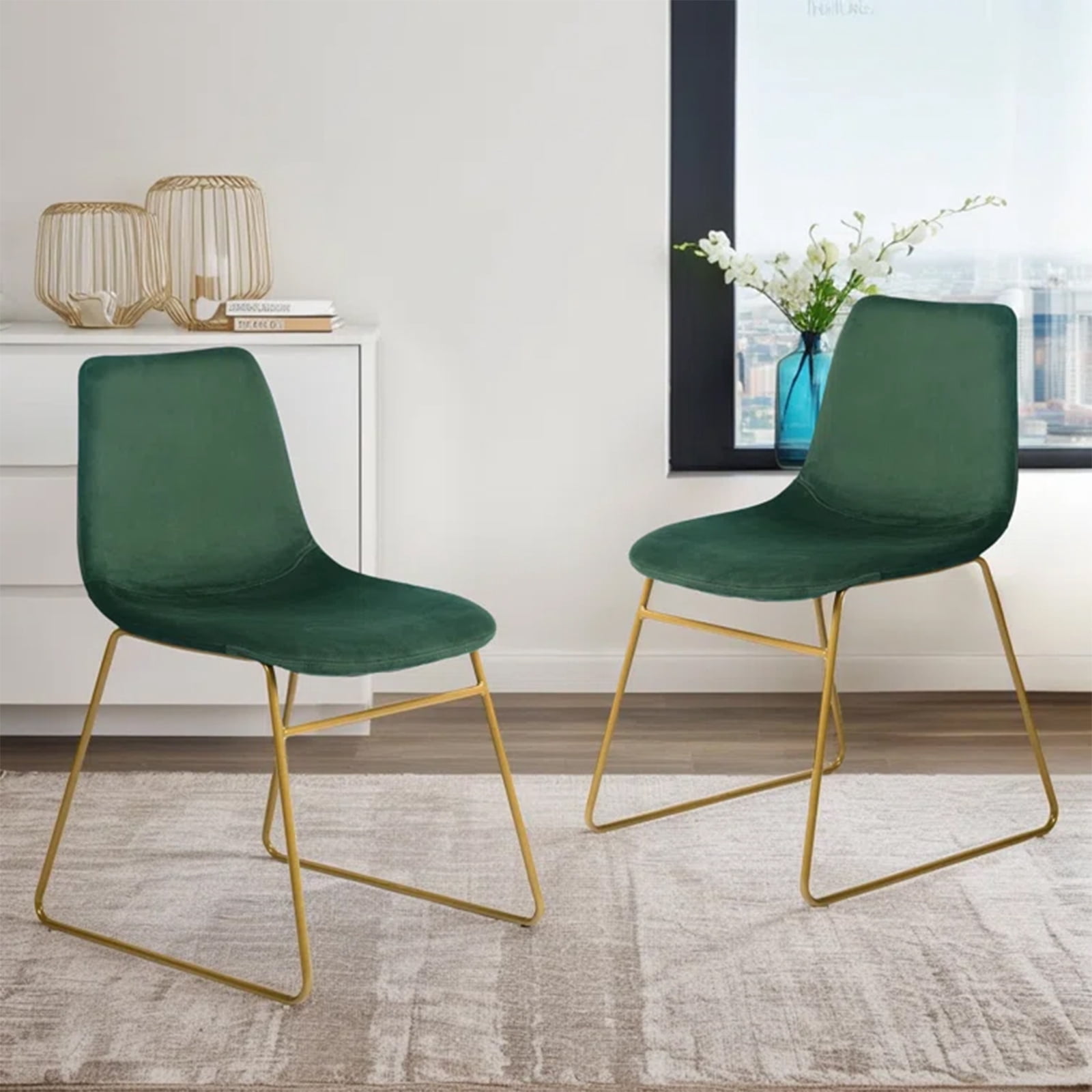 Homy Casa Dining Chairs Set of 2, Velvet Solid Back Side Chair for ...