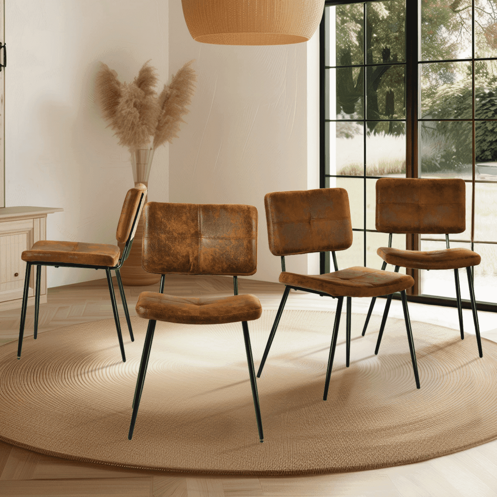Homy Casa Dining Chair Set of 4, Accent Side Metal Legs Chair for ...