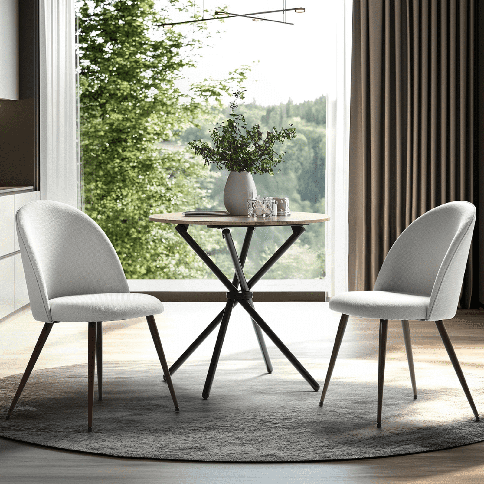 Homy Casa Set of 2 Velvet Rose Dining Chairs, Mid-century Design with ...