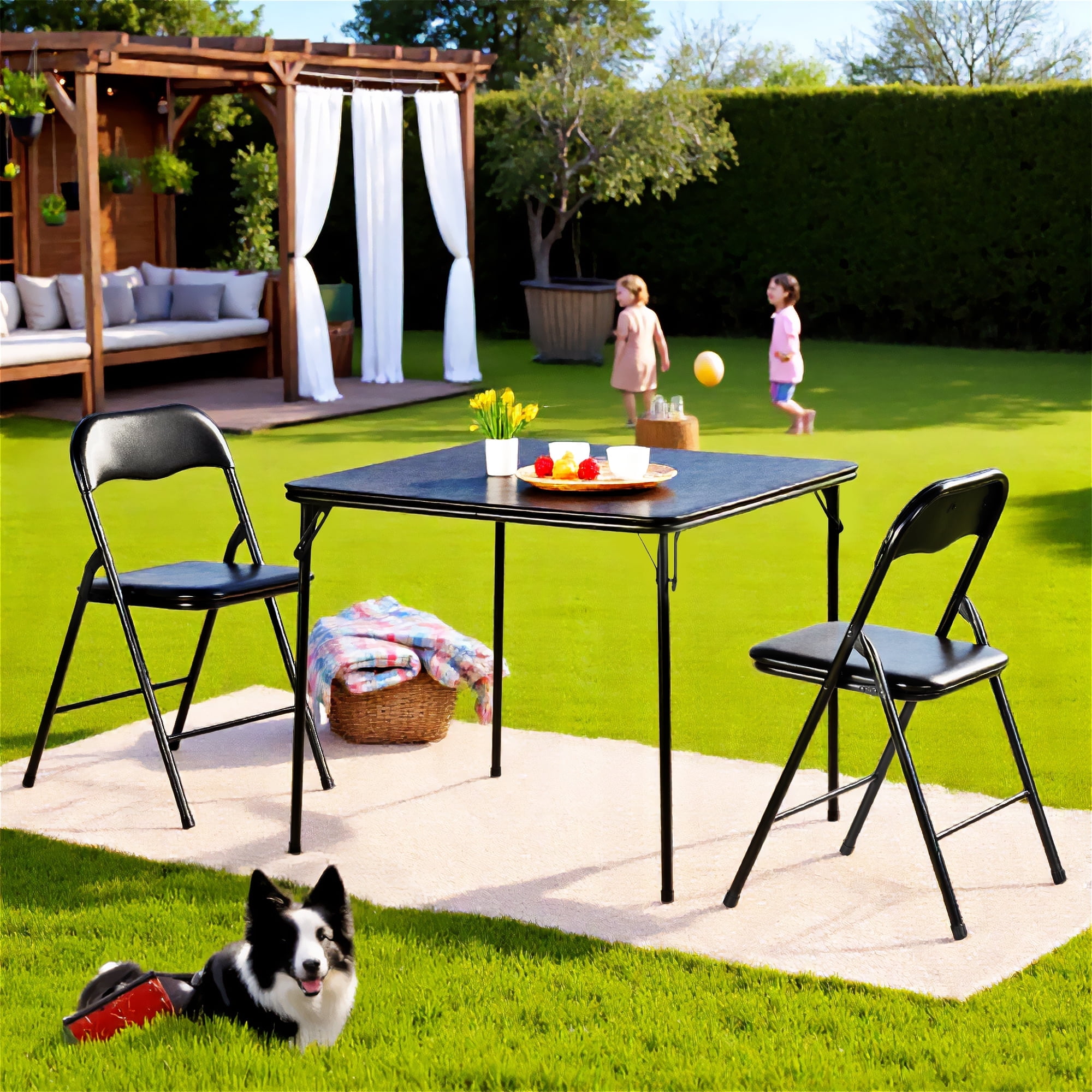 Homy Casa 3-Piece Folding Dining Set with 33.9in Square Table and 2 ...