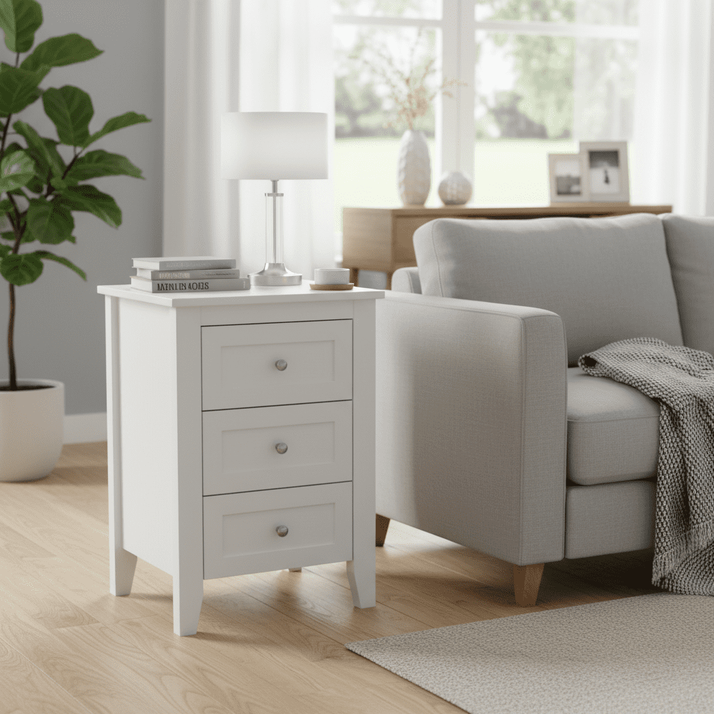 Homy Casa Houston Modern MDF Nightstand with Charging Station, 3 ...
