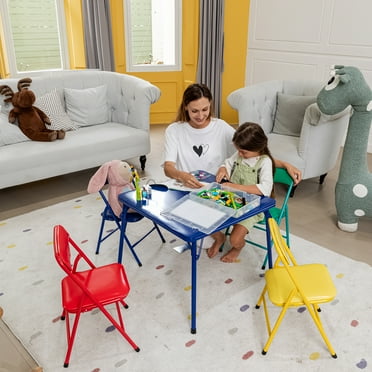 Homy Casa Folding Play Table Set with 4 Chairs, Ideal for Toddler ...