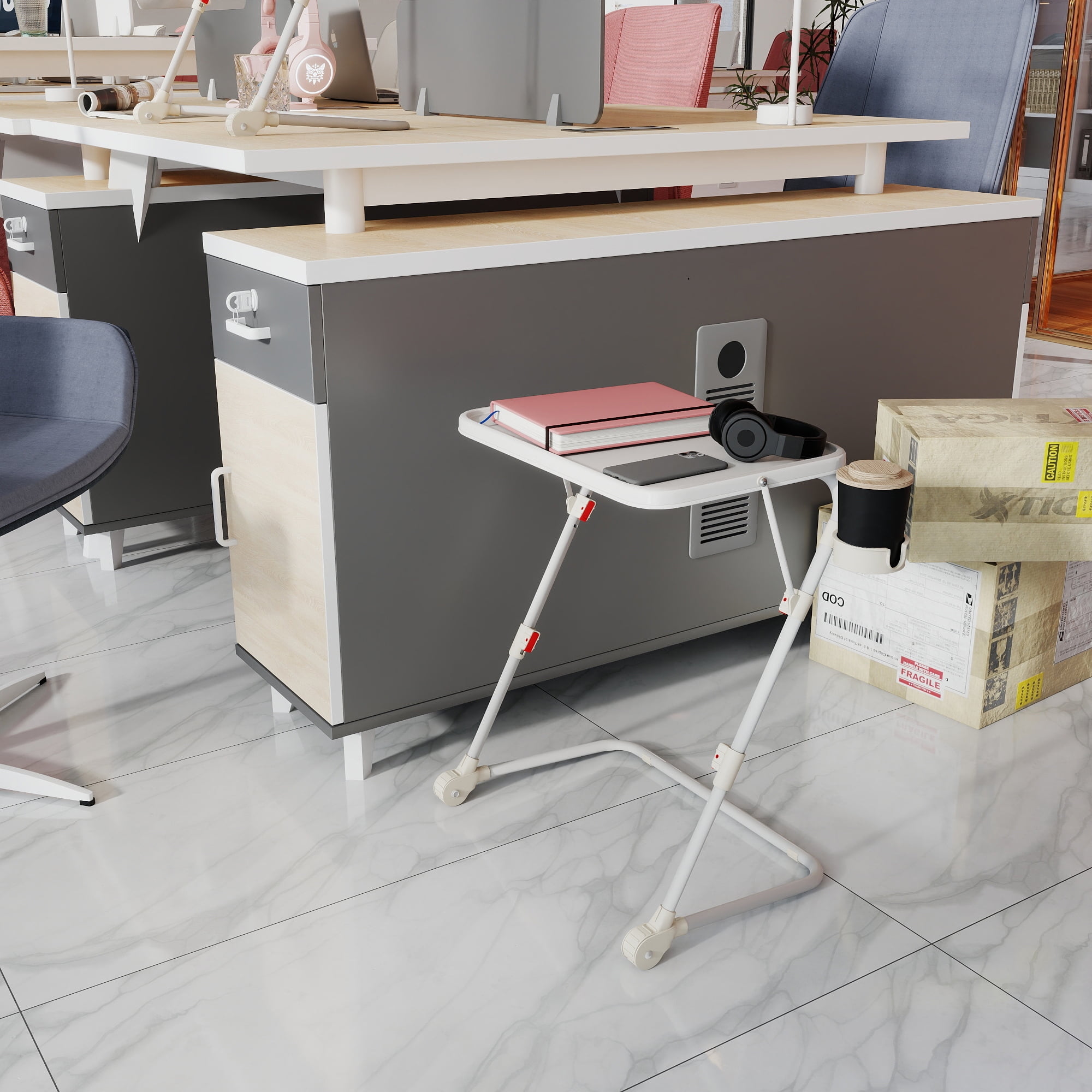 Homy Casa Adjustable Folding Mobile Workstation with Cup Holder and Foldable Design for Office ...