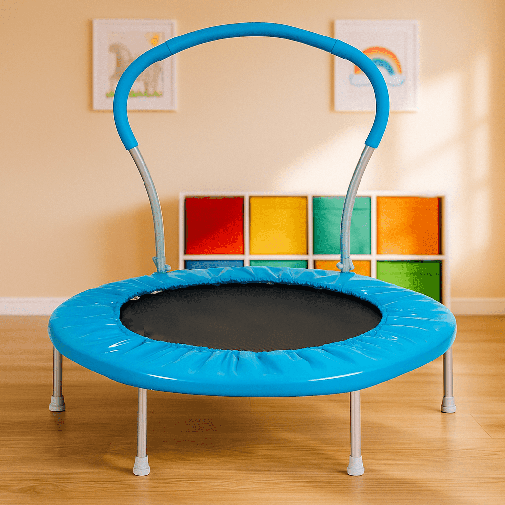 Homy Casa Kids Indoor Trampoline with Handrail – Compact, Safe Playtime ...