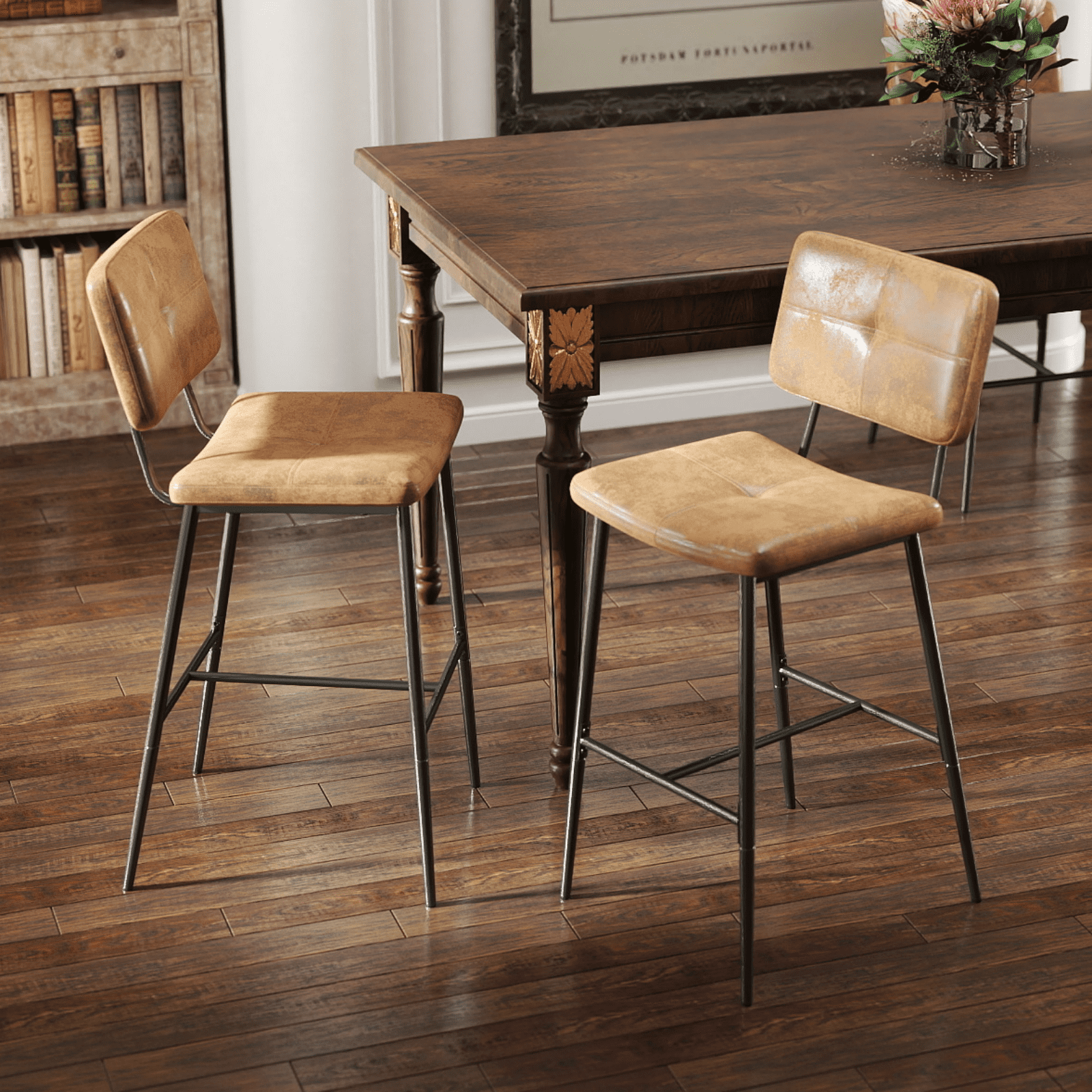 Homy Casa Luxurious Dining Chairs Set of 2, Mid Century Modern Suede ...