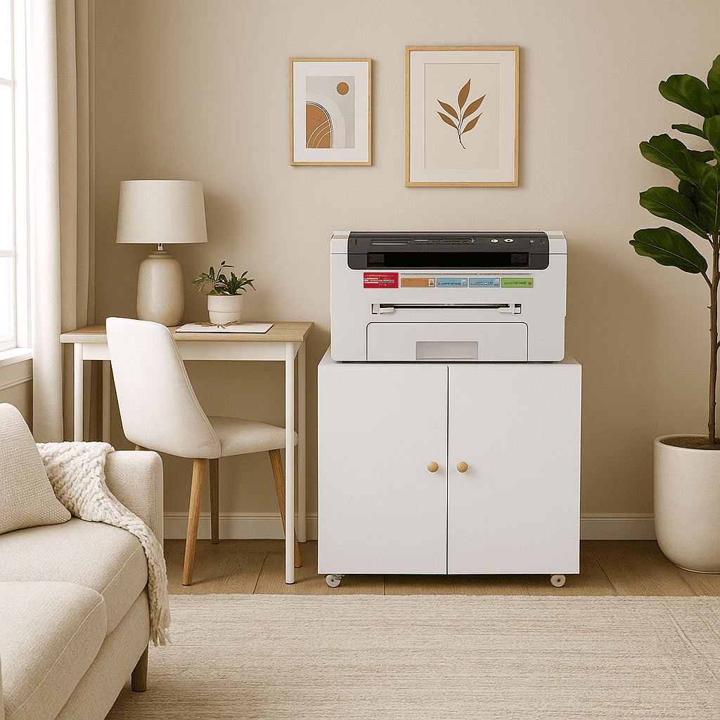 Homy Casa Metal Printer Stand with Storage Cabinet and Wheels for Home ...