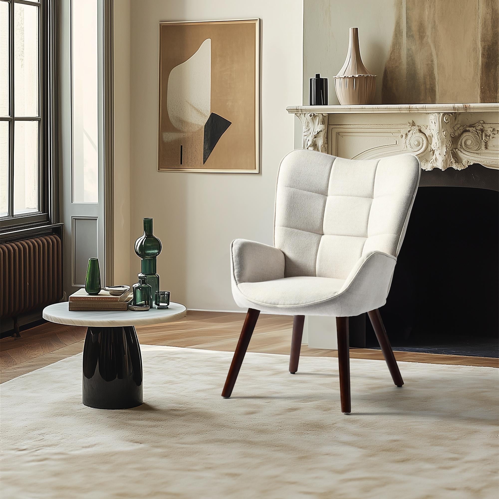 Homy Casa Mid-Century Desk Chair with Wingback & Armrests Home Office ...