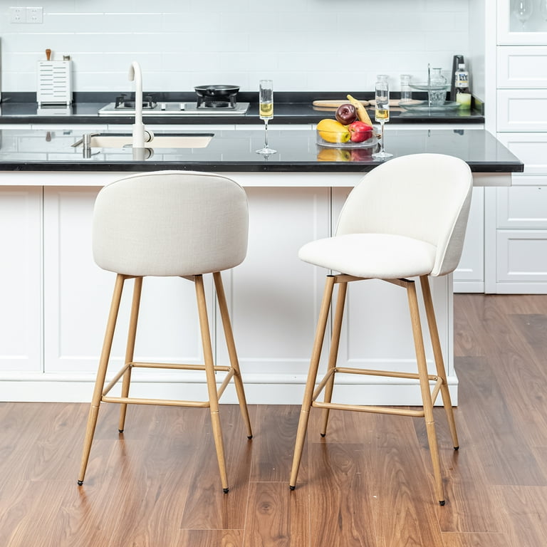 Homy Casa Bar Stools Set of 2 26 Swivel Counter Height Modern Upholstery Barstools for Kitchen Dining Home Beige Walmart