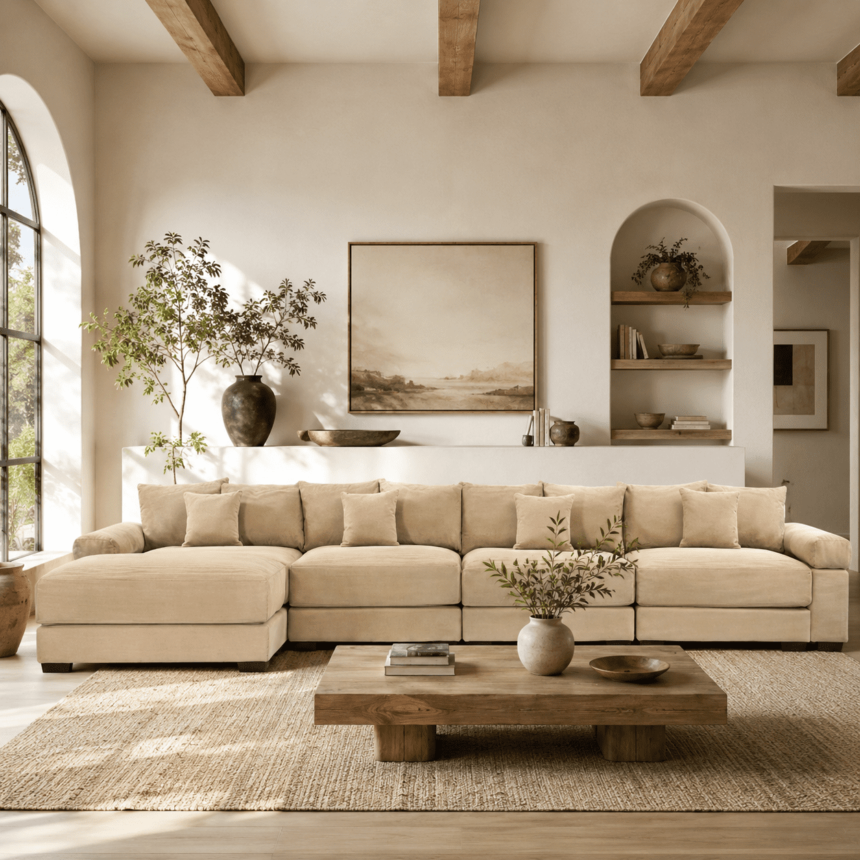 Homy Casa Modular Sectional Sofa, 167.6" L Shaped Corduroy Couch with ...