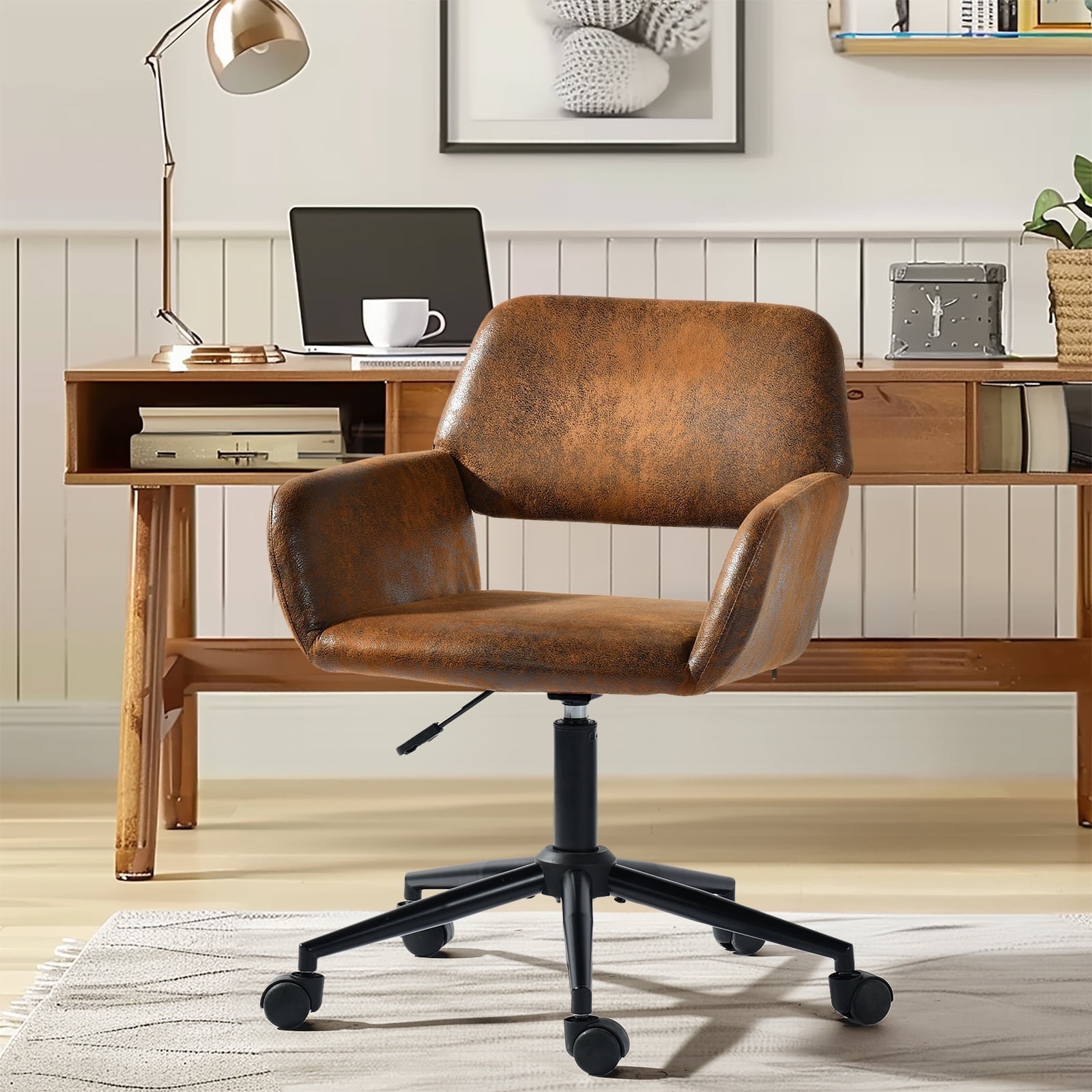 Homy Casa Suede Swivel Rolling Task Chair – Height Adjustable for Home ...