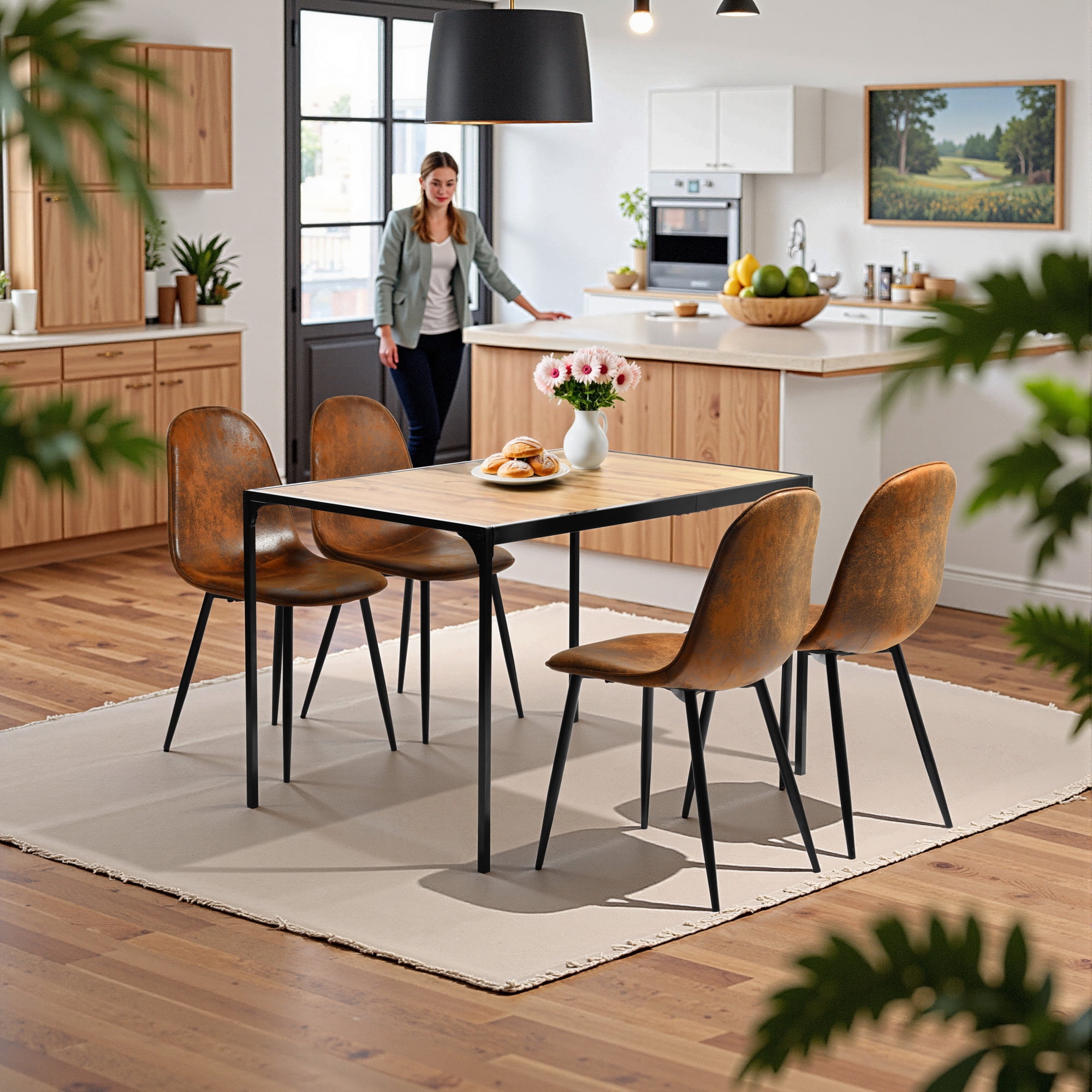 Homy Casa Office Desk Chairs Set of 4, Modern Upholstered Seat for Home ...