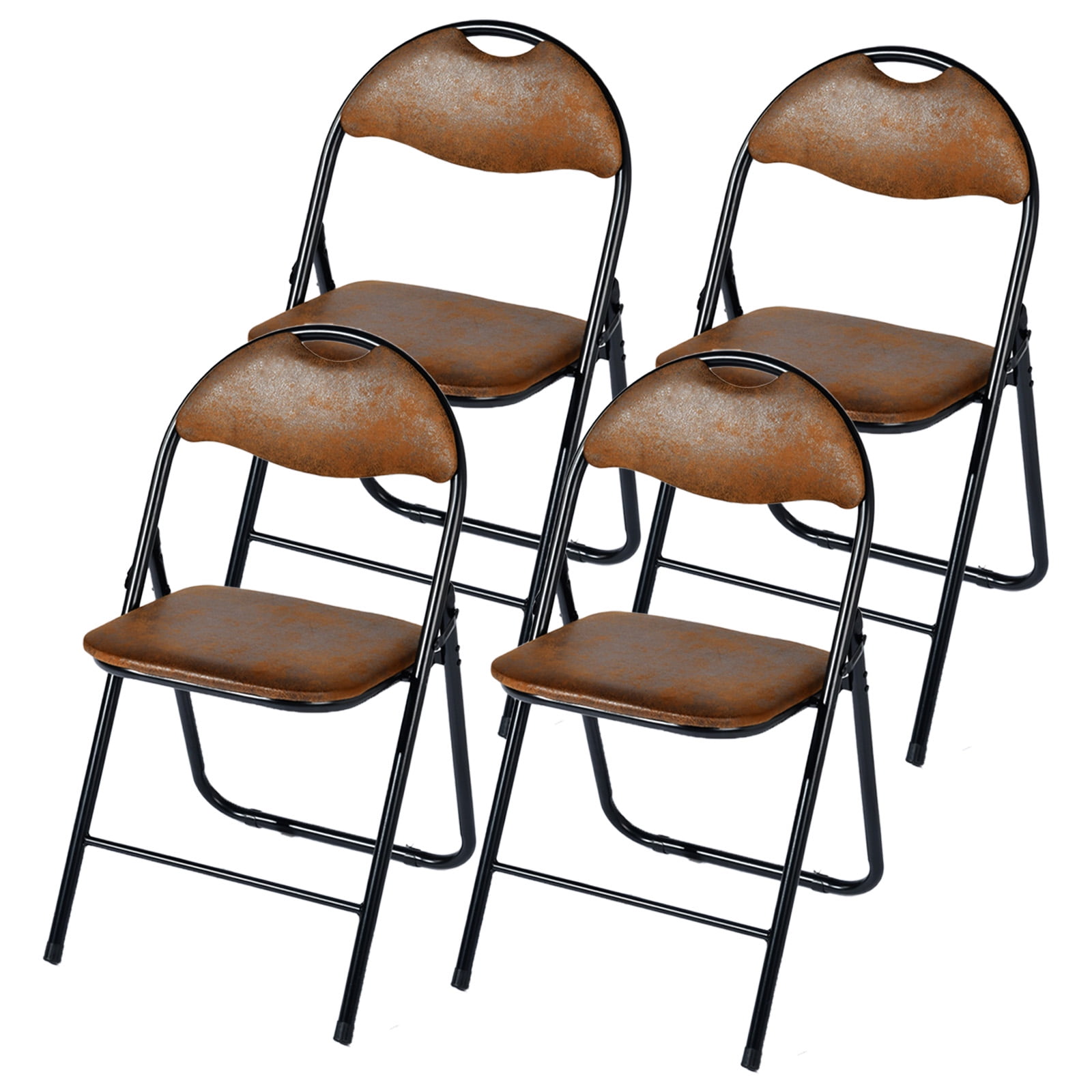 Homy Casa Patio Folding Chairs Set of 4, Foldable Indoor-Outdoor Chair ...