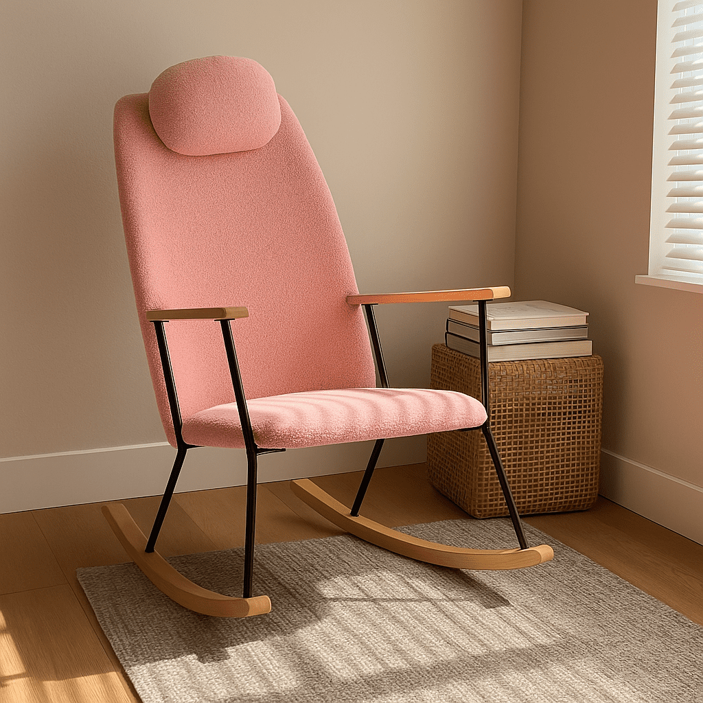 Homy Casa Rocking Chair with Headrest Pillow for Bedroom Reading Corner ...