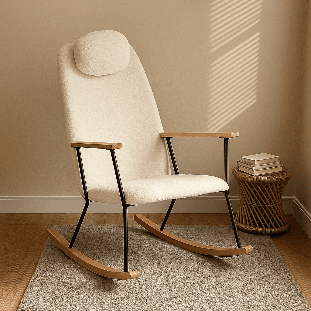 Homy Casa Rocking Chair with Headrest Pillow for Bedroom Reading Corner ...