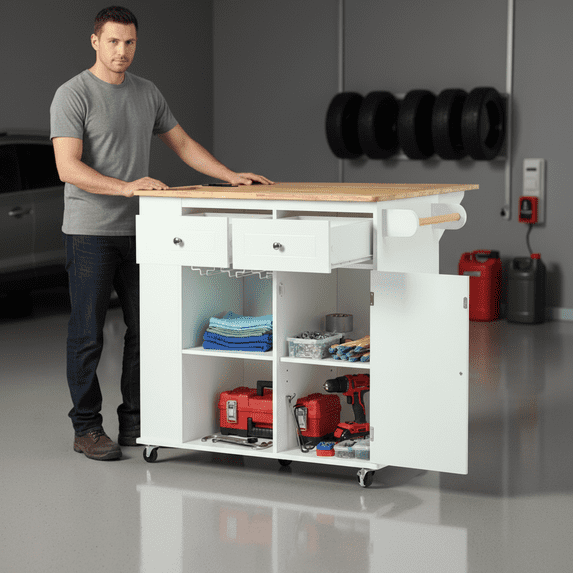 Homy Casa Rolling Garage Storage Cabinet with Power Outlet, Rolling ...
