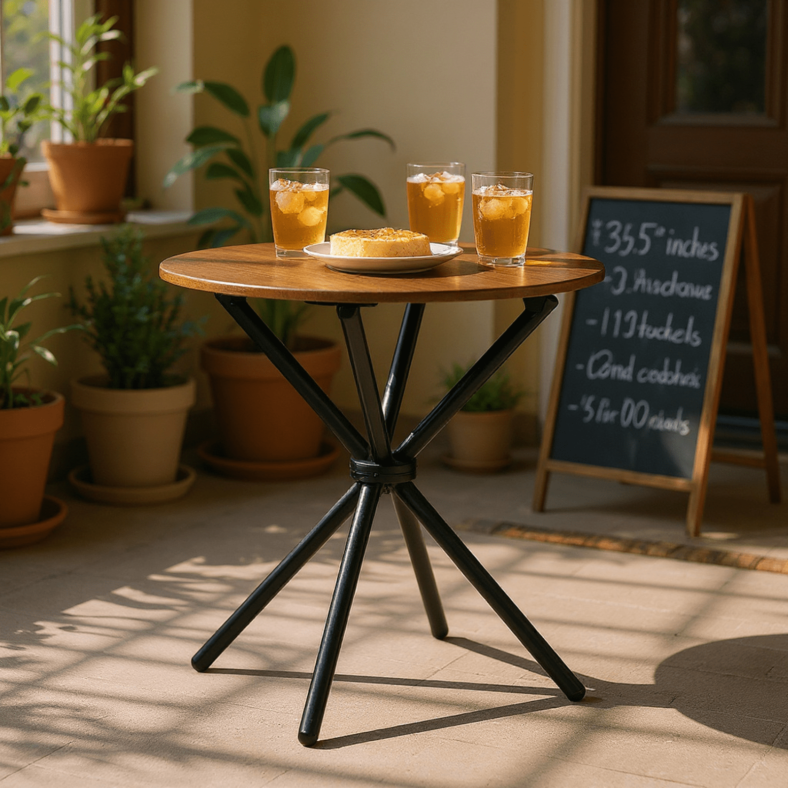 Homy Casa Round Bistro Table, Small Space Café & Balcony 31.5" Table ...