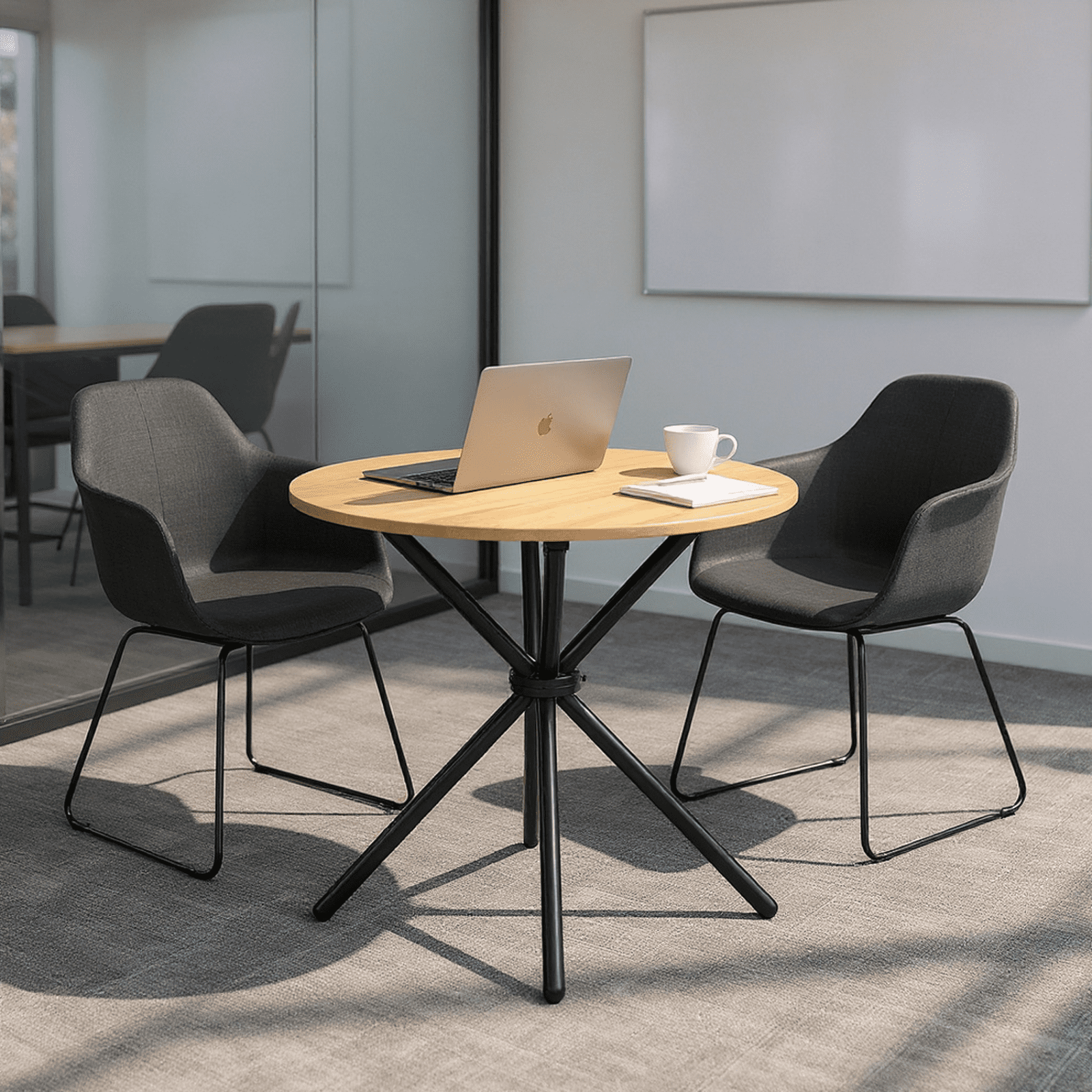 Homy Casa Round Conference Room Table, 31.5" Meeting & Training Table ...