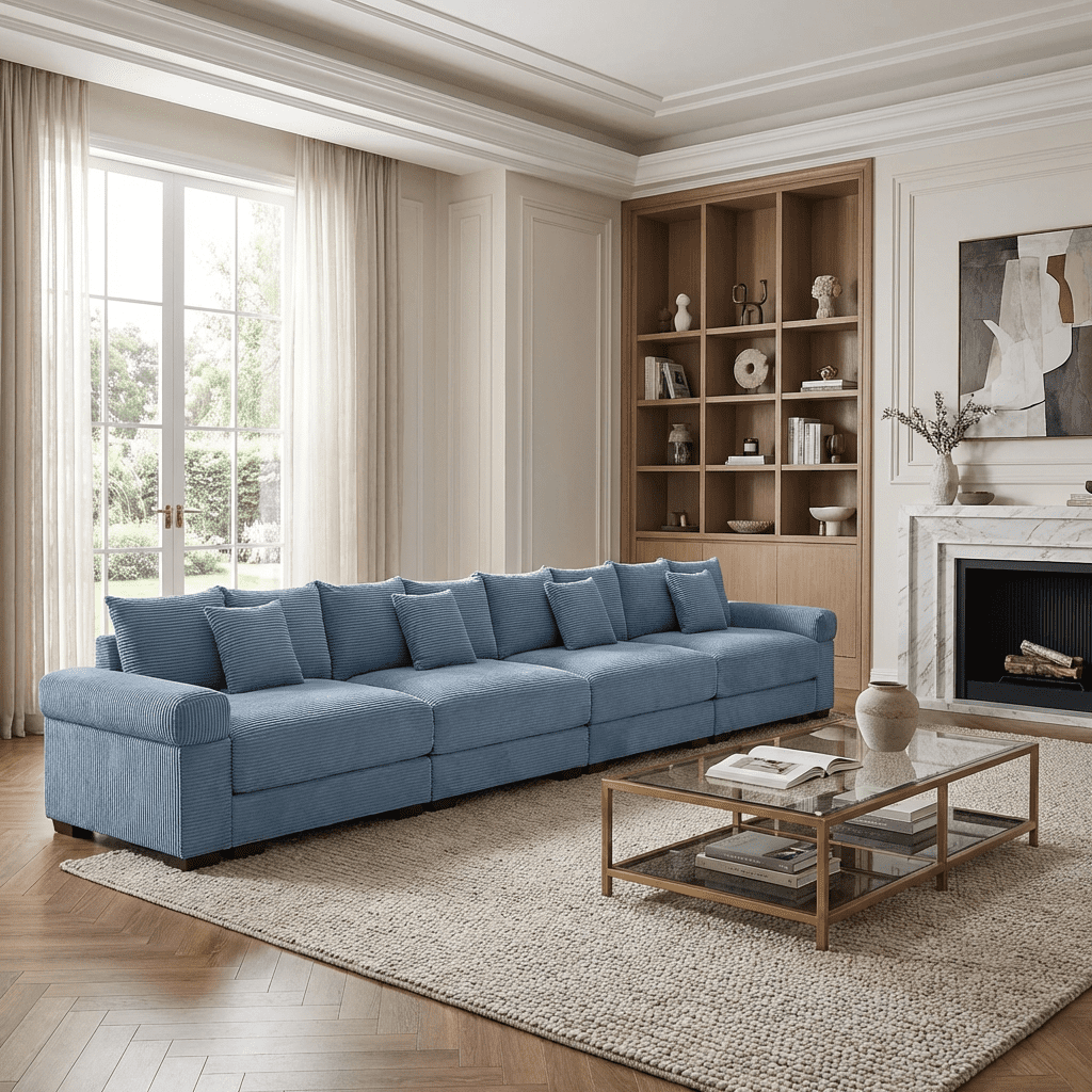 Homy Casa Sectional Sofa, 167.6" Oversized 5 Seat Corduroy Couch for ...