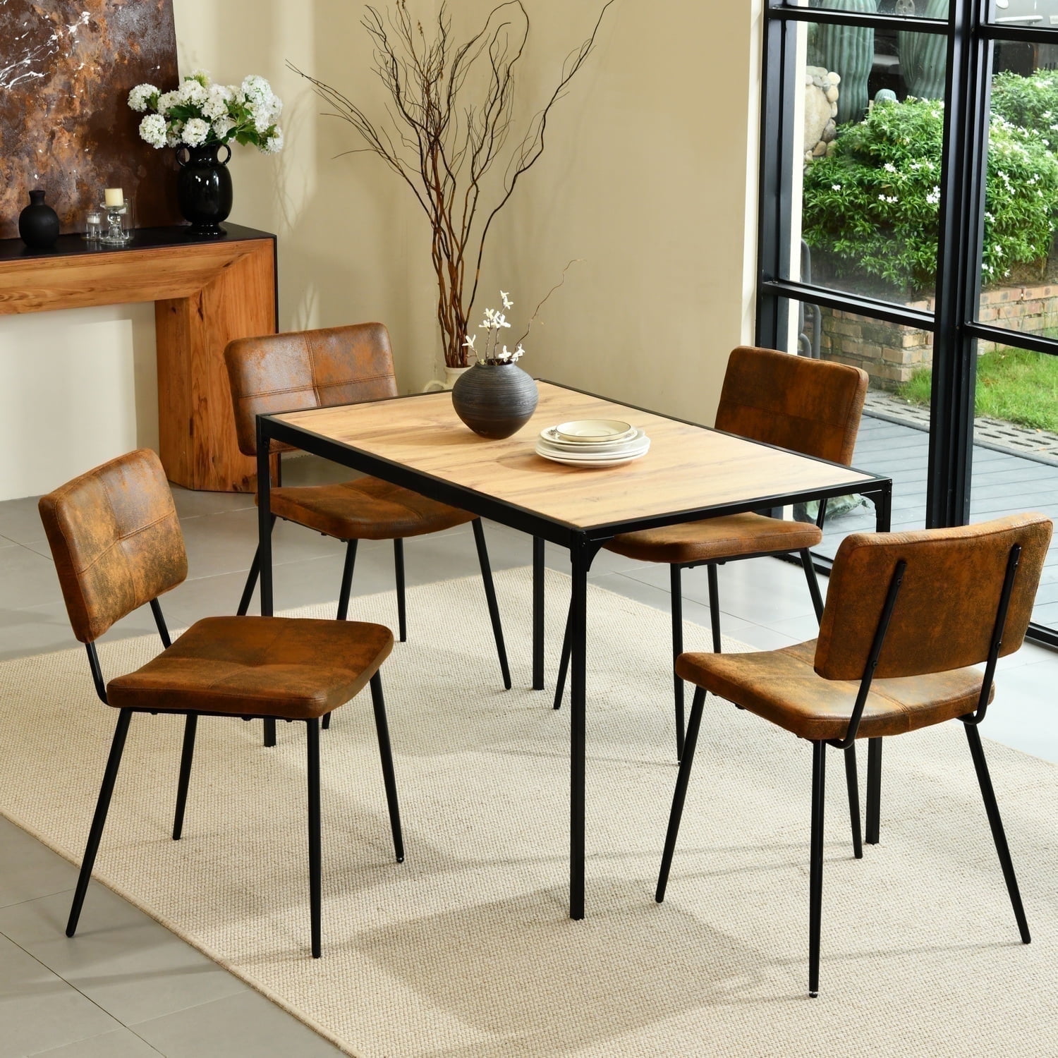 Homy Casa Set of 4 Modern Restaurant Booth Chairs All Ages Coffice Shop ...