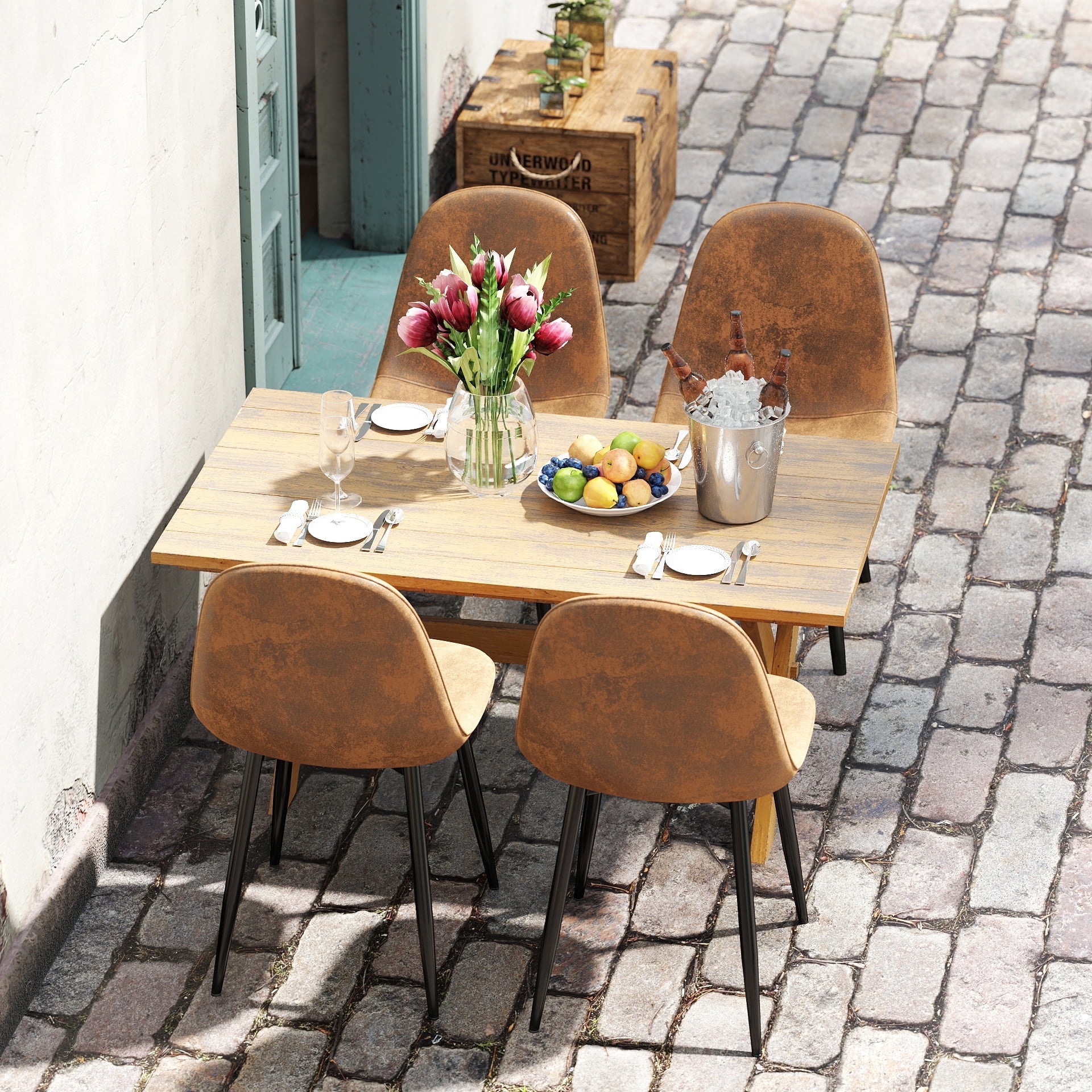 Homy Casa Modern Dining Chairs Upholstered Fabric Outdoor Restaurant ...