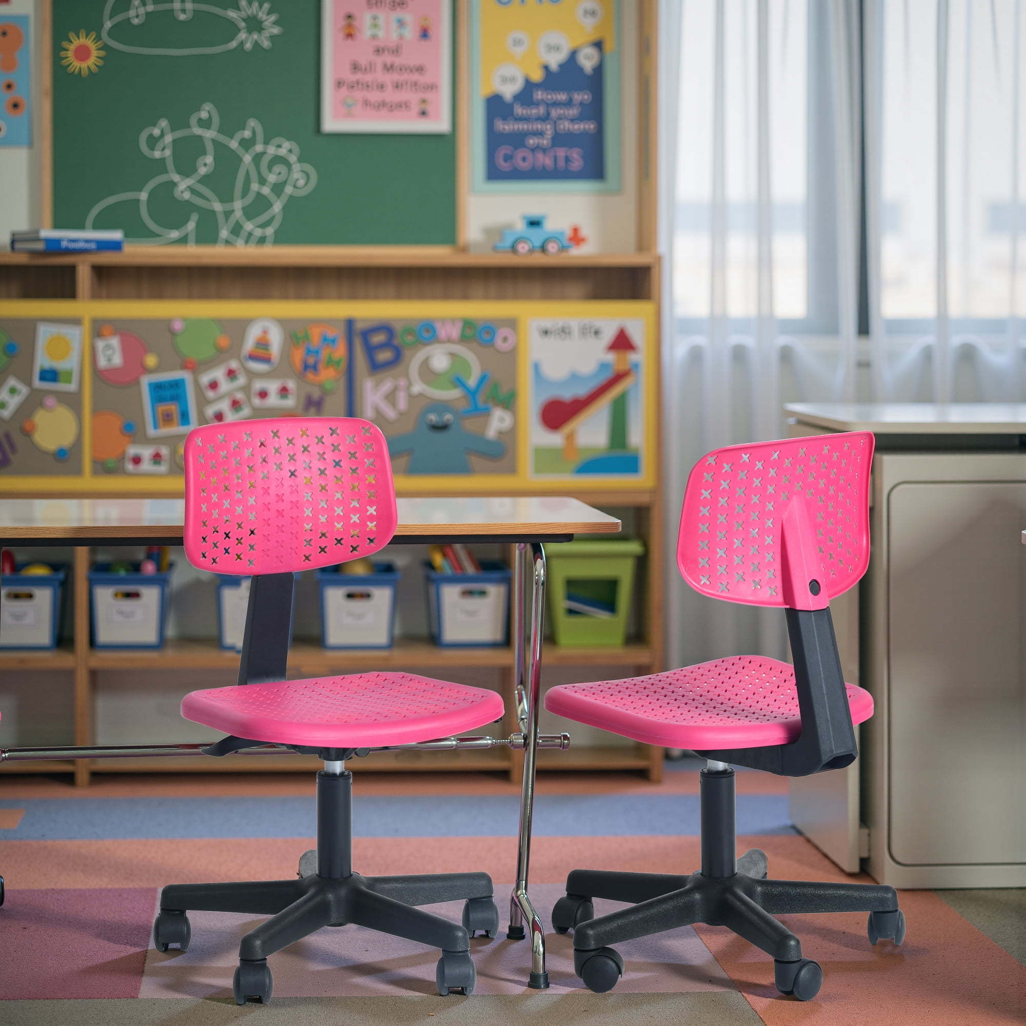 Homy Casa Small Adjustable Kids Desk Chair Set of 2 with Swivel Wheels ...