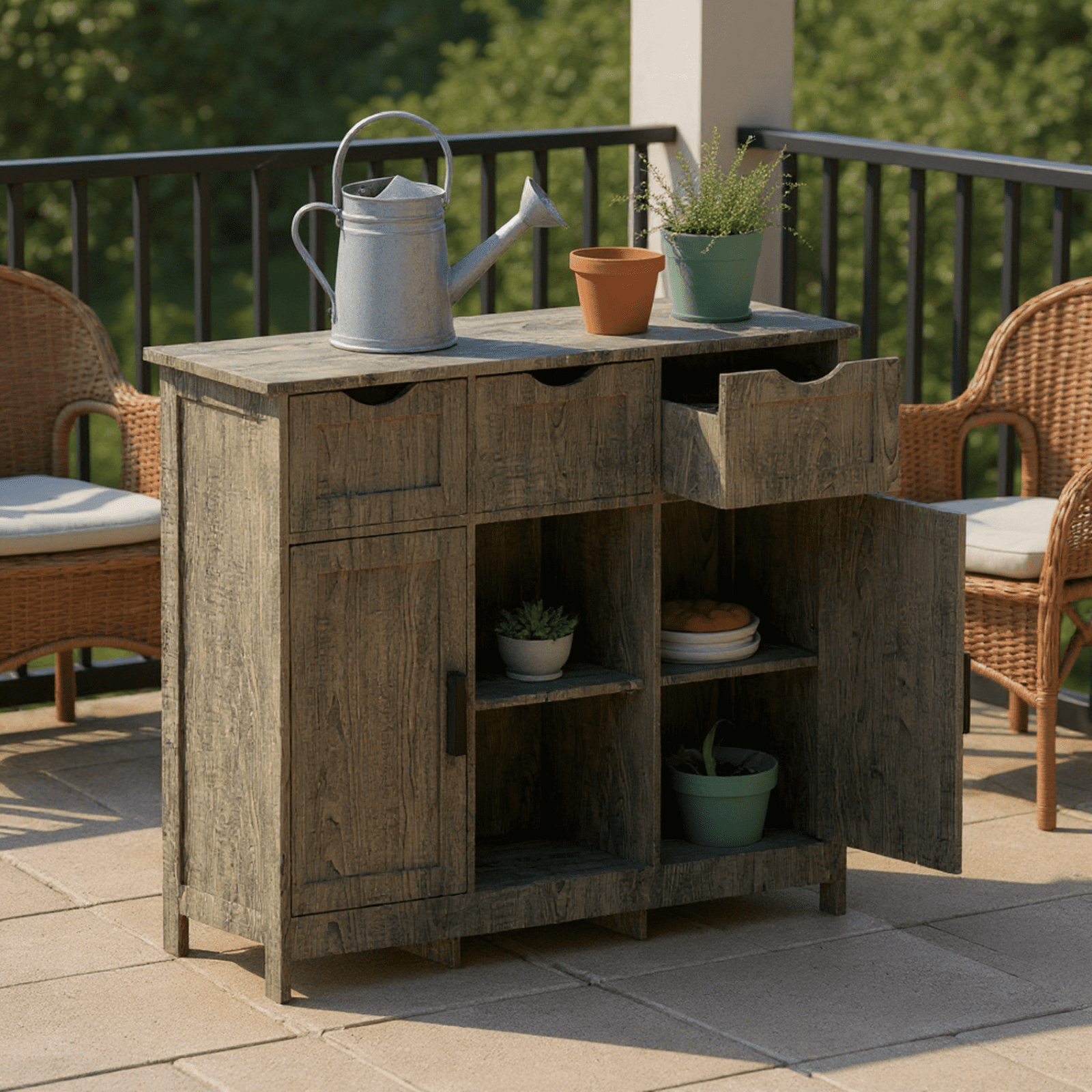 Homy Casa Storage Cabinet with 2 Doors and 3 Drawers, Adjustable ...