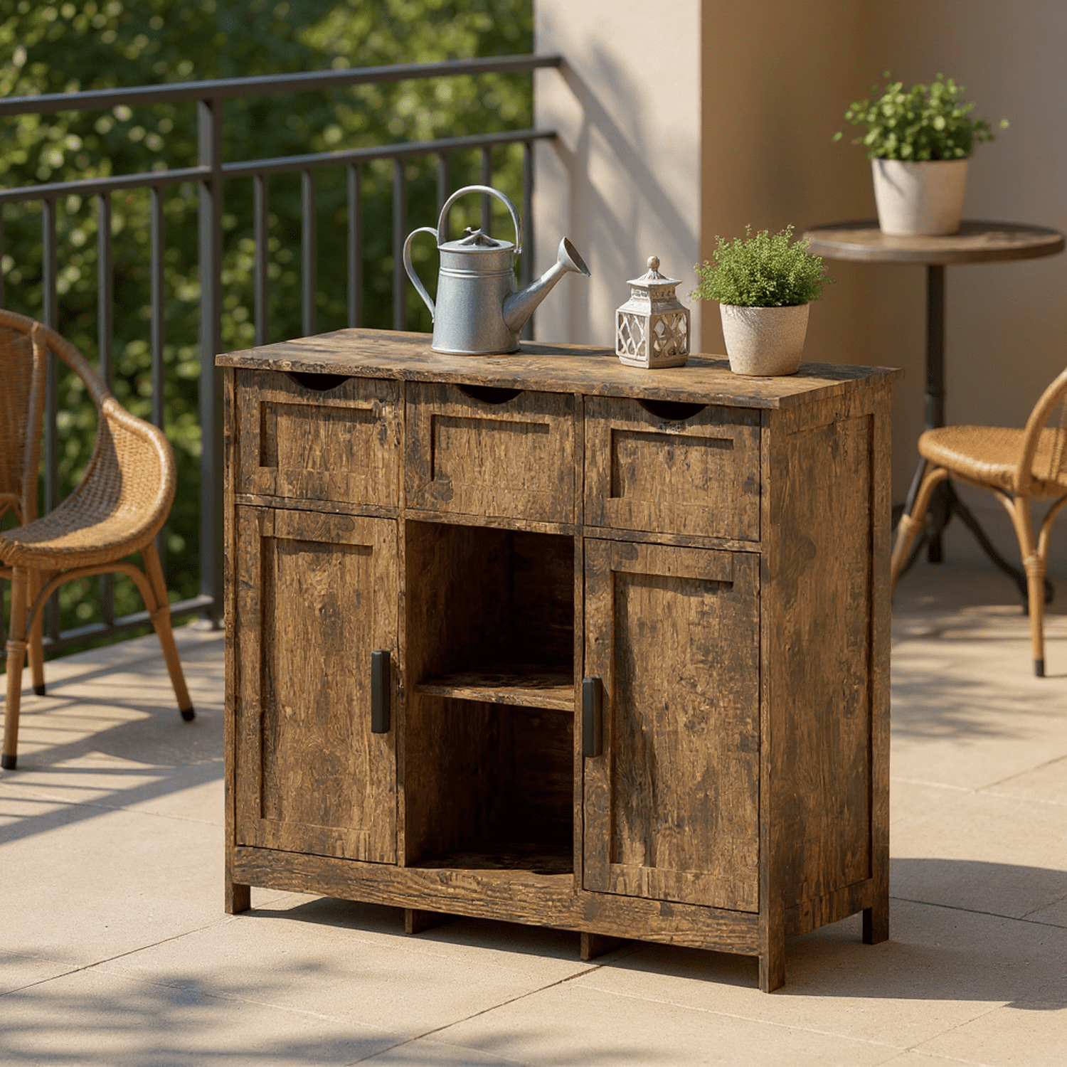 Homy Casa Storage Cabinet with 2 Doors and 3 Drawers, Adjustable ...