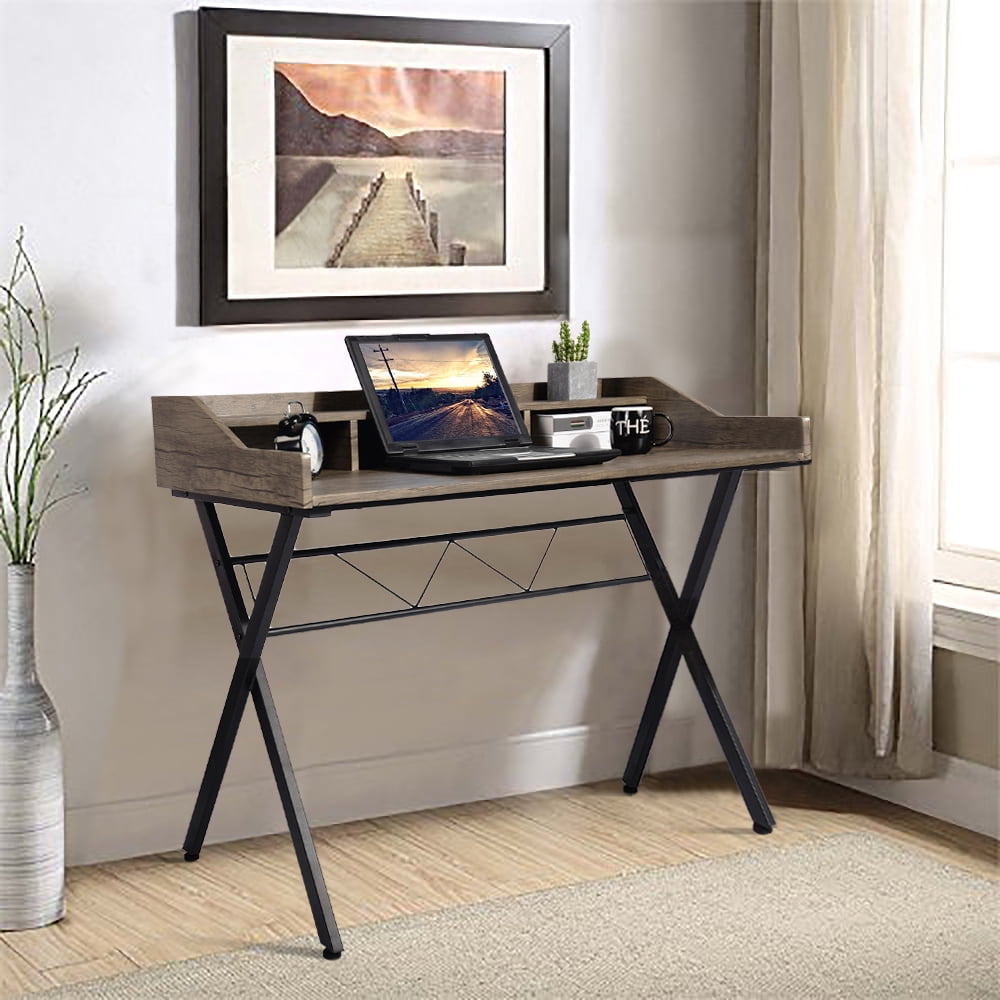 Homy Casa Study Desk with Storage Hutch Shelf, Wood Desk Teens Student ...