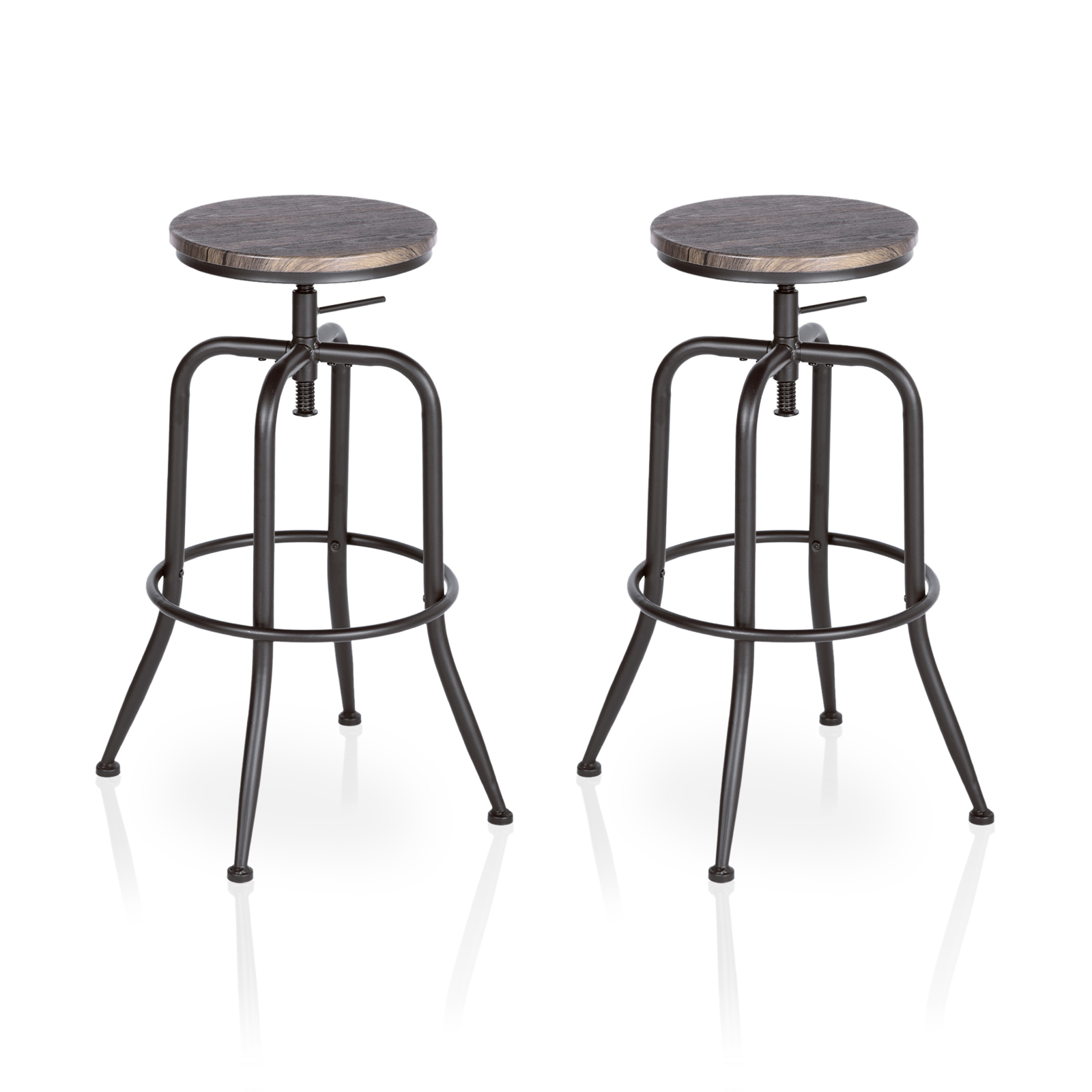 HomCom Bar Stool with Swivel, Natural Wood, Set of 2 - Walmart.com