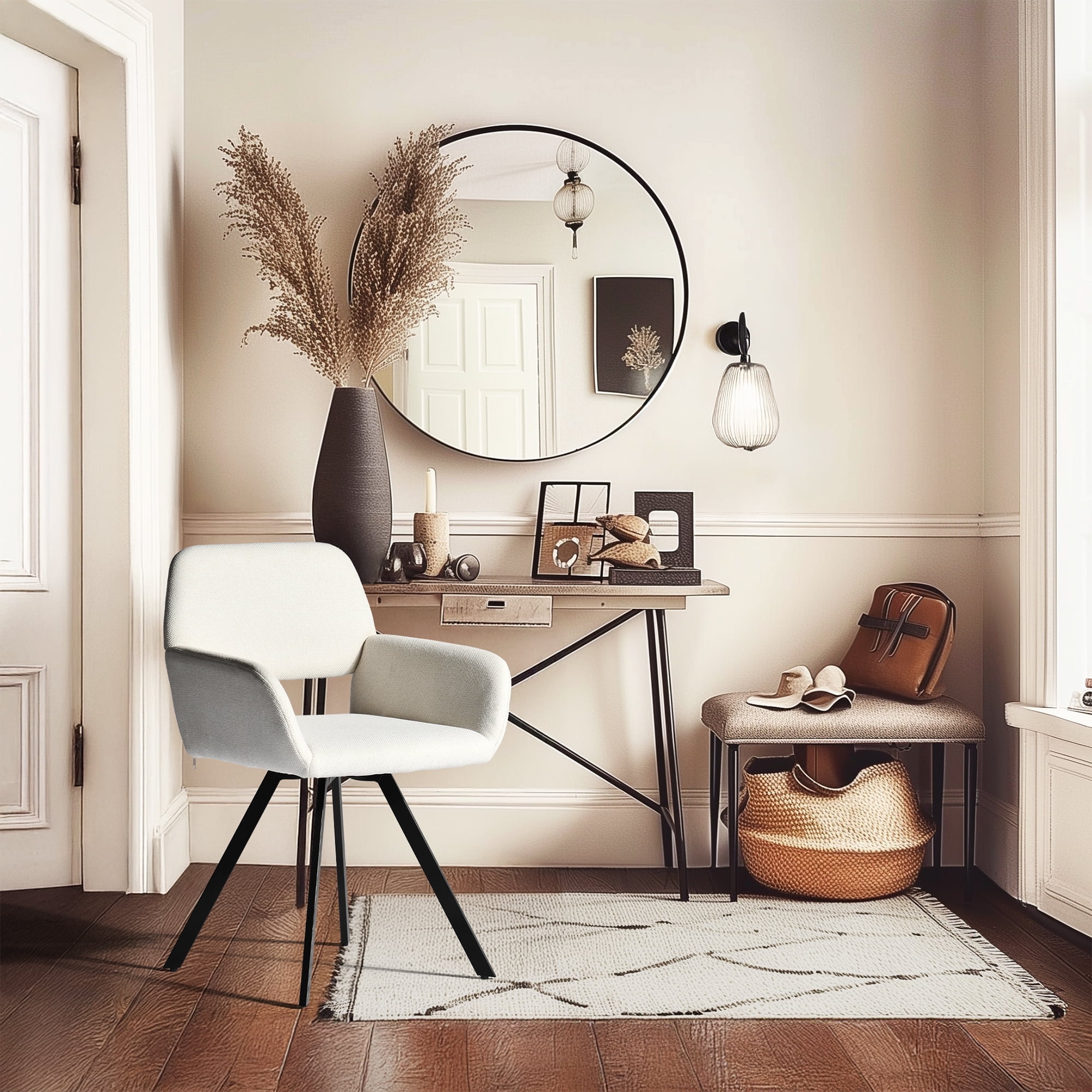 Homy Casa Swivel Bathroom Vanity Chair Set of 2 Metal Legs Dressing ...