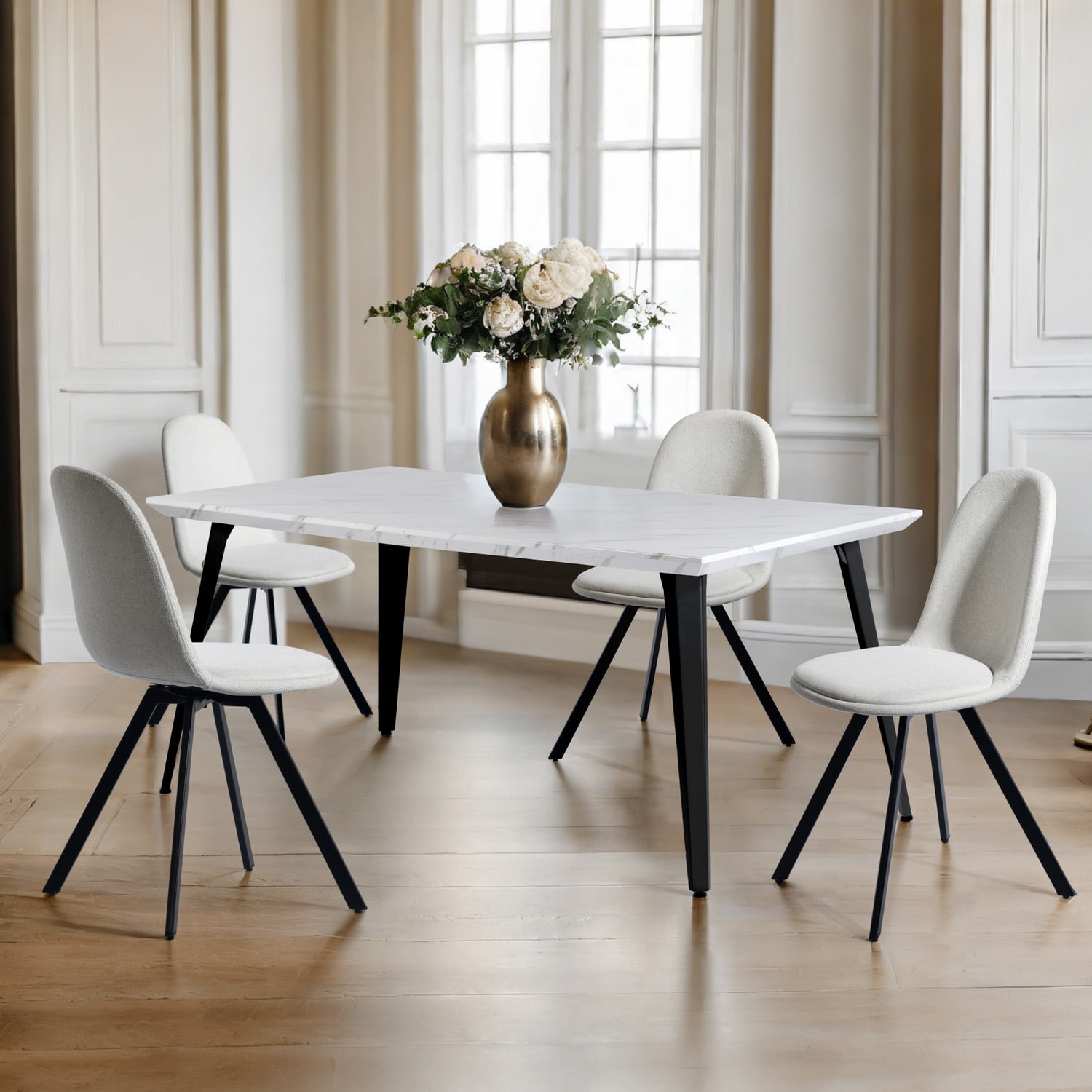 Homy Casa Swivel Dining Chairs Set of 4, Kitchen Dining Room Chairs ...