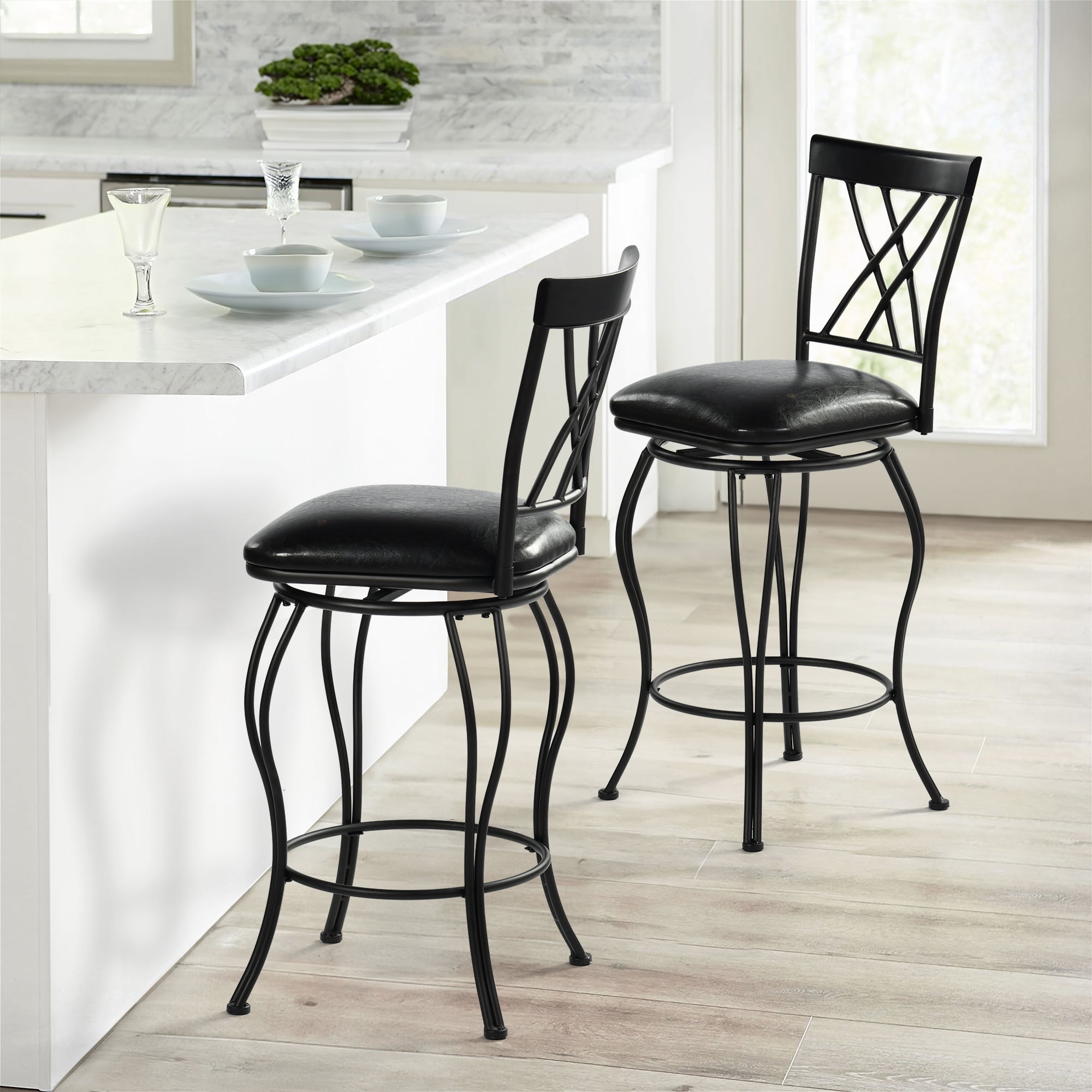 Homy Casa Swivel Game Room Bar Stools Set of 2, 26" Seat Height ...