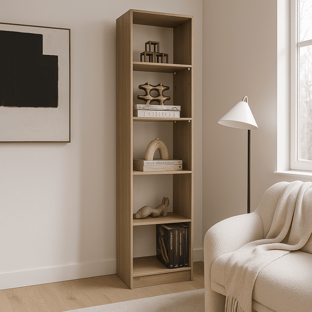 Homy Casa Tall Narrow Bookcase for Small Spaces, Modern Display Shelf ...