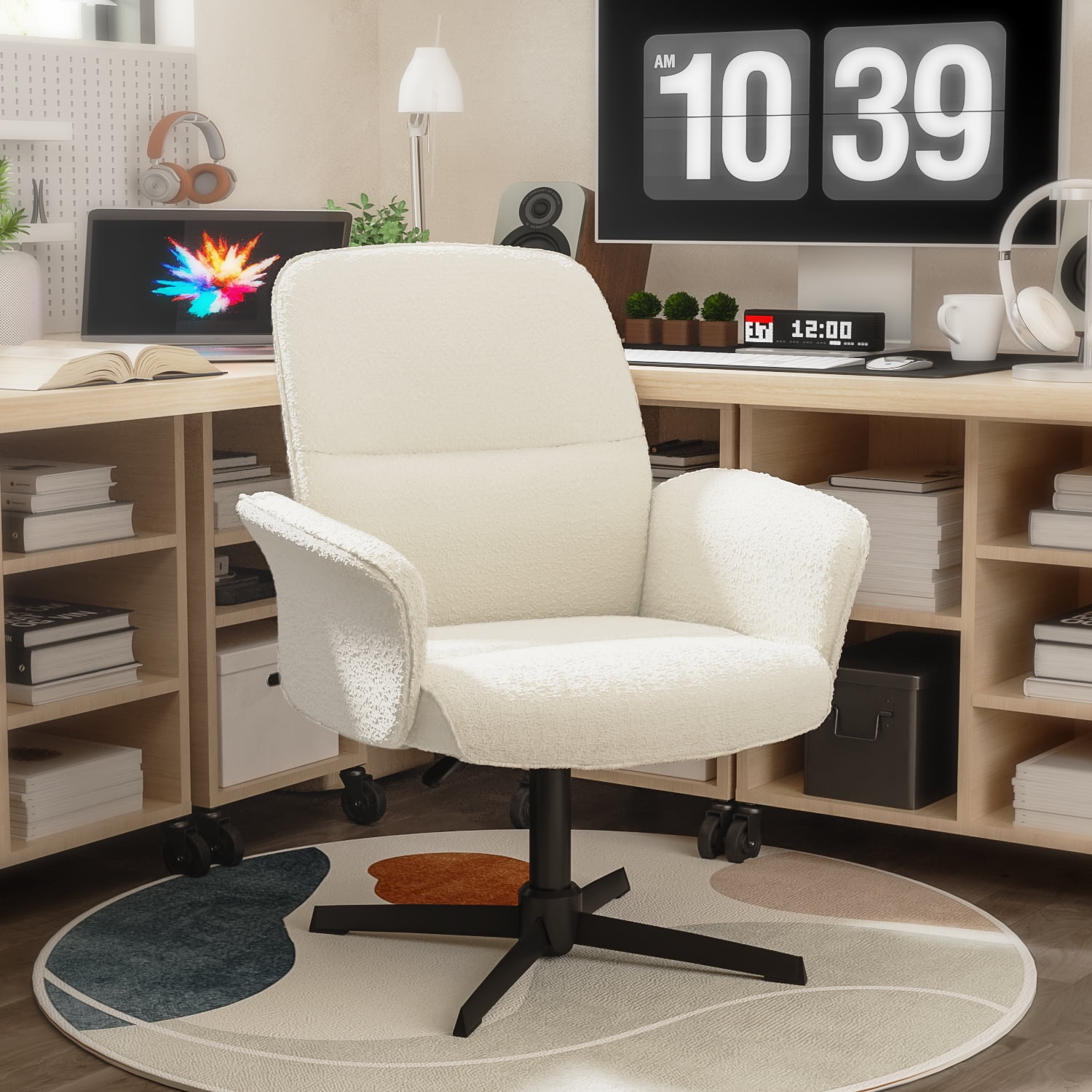 Homy Casa Office Chair: Modern Overstuffed Armchair for Bedroom ...