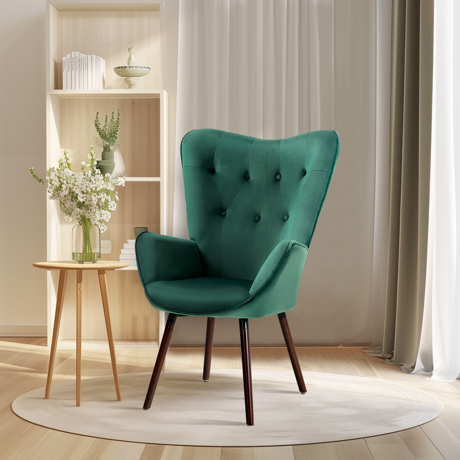 Homy Casa Wingback Accent Chair, Relaxing Living Room Armchair Ideal ...