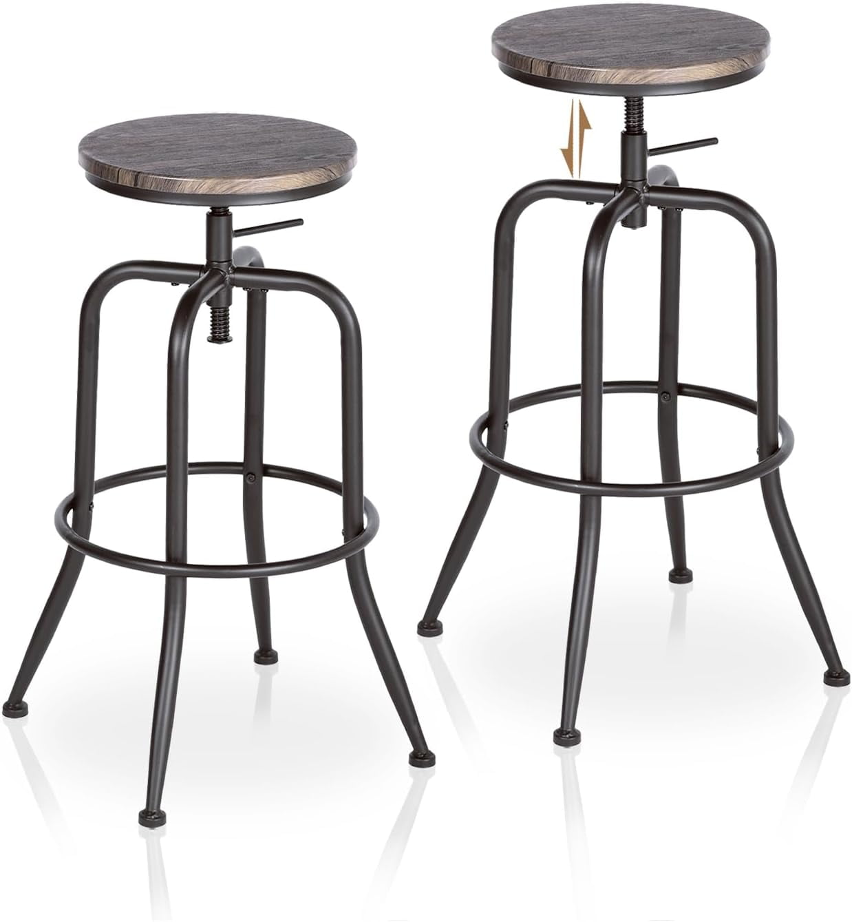 Homy Casa Vintage Industrial Swivel Bar Stool Set of 2, Counter Height ...