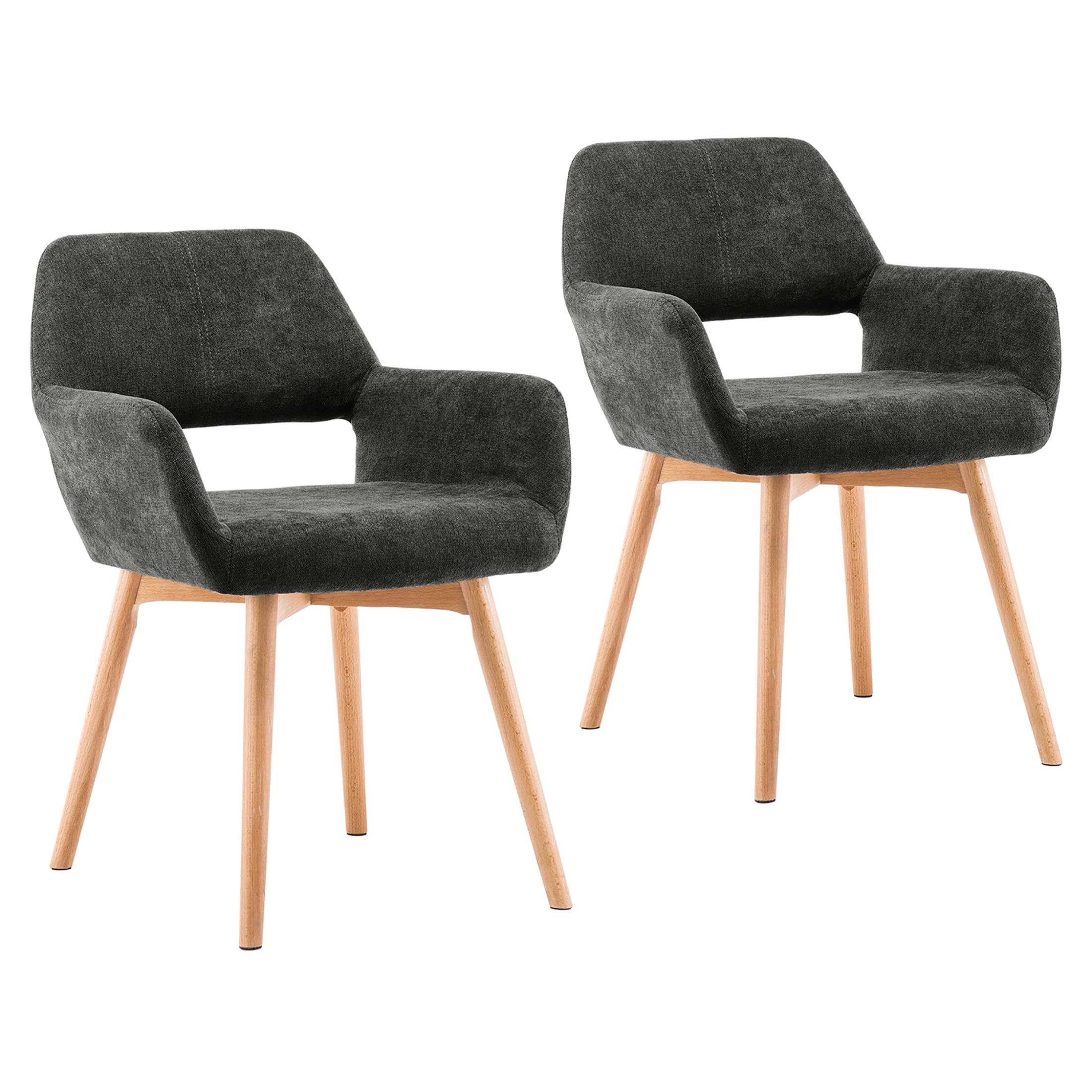 Homy Grigio Set of 2 Modern Dining Chairs with Armrest, Ideal for ...