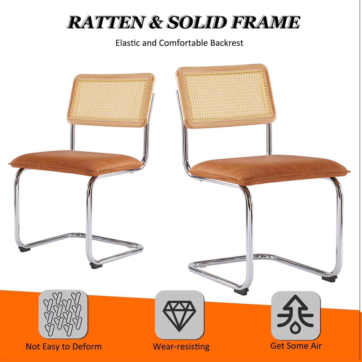 Homy Grigio Faux Leather Rattan Dining Chairs Set of 2 Kitchen & Dining ...