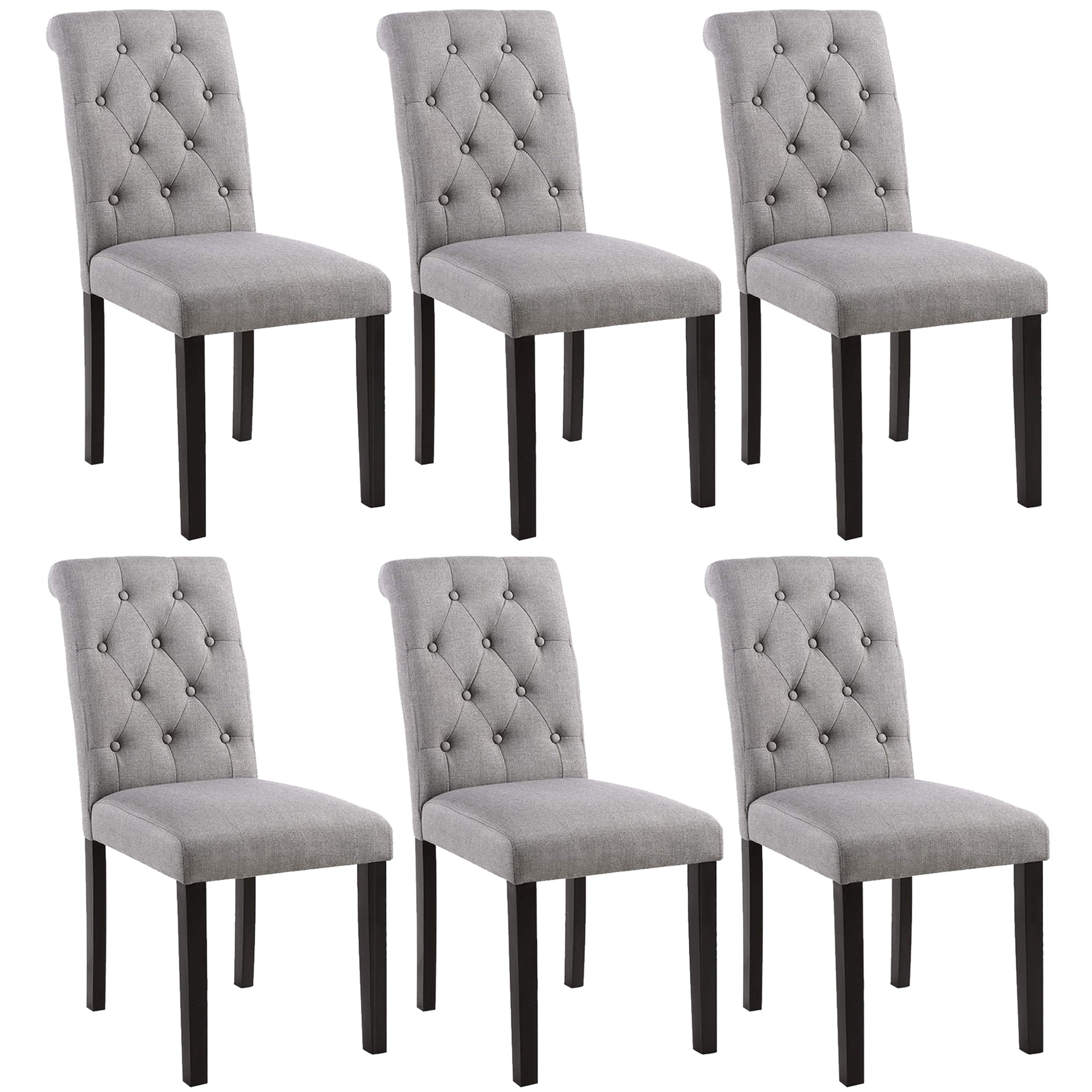 Homy Grigio Gray Fabric Mid Century Modern Upholstered Dining Chairs ...