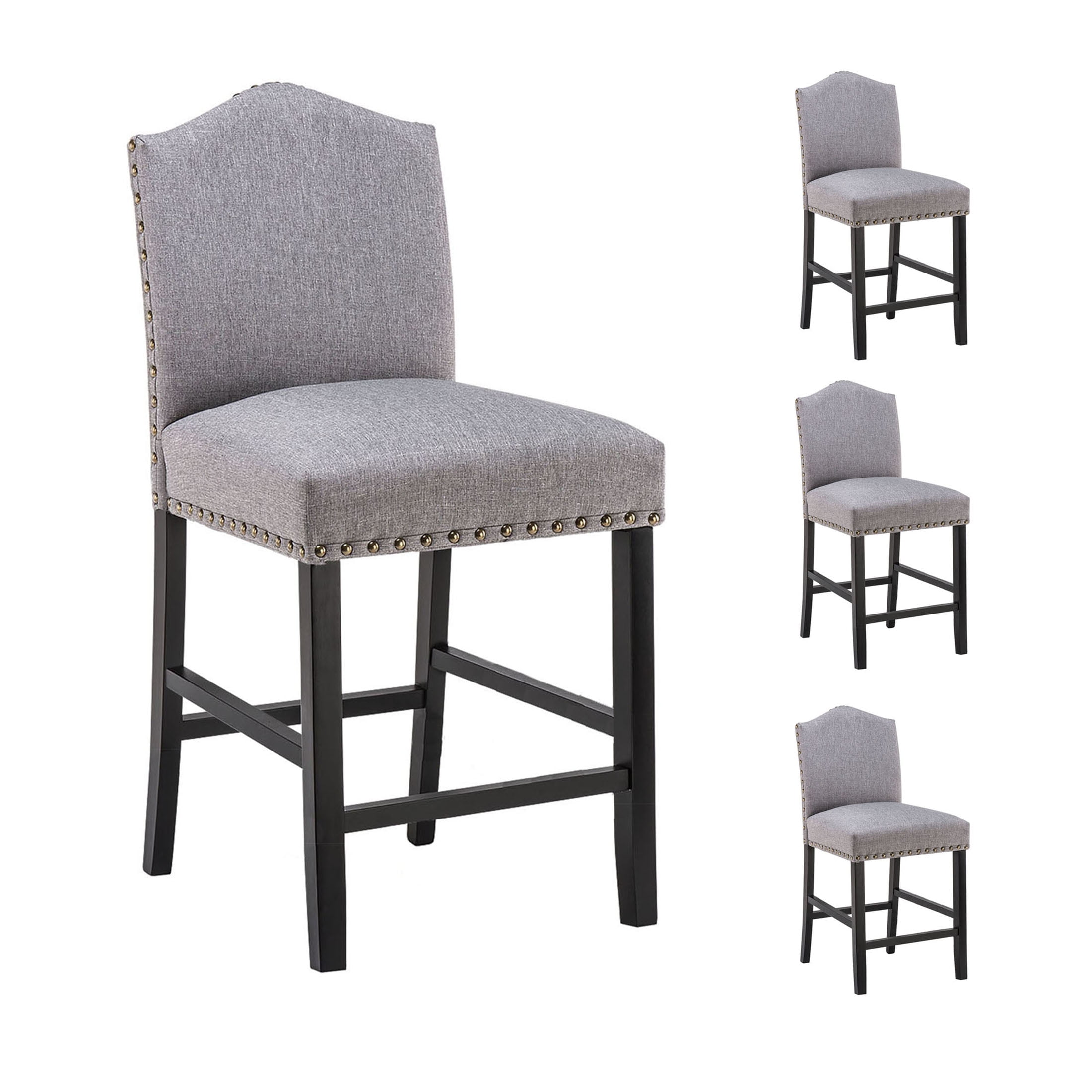 Homy Grigio Gray Fabric Modern Upholstered 24 inch Bar Stools with ...