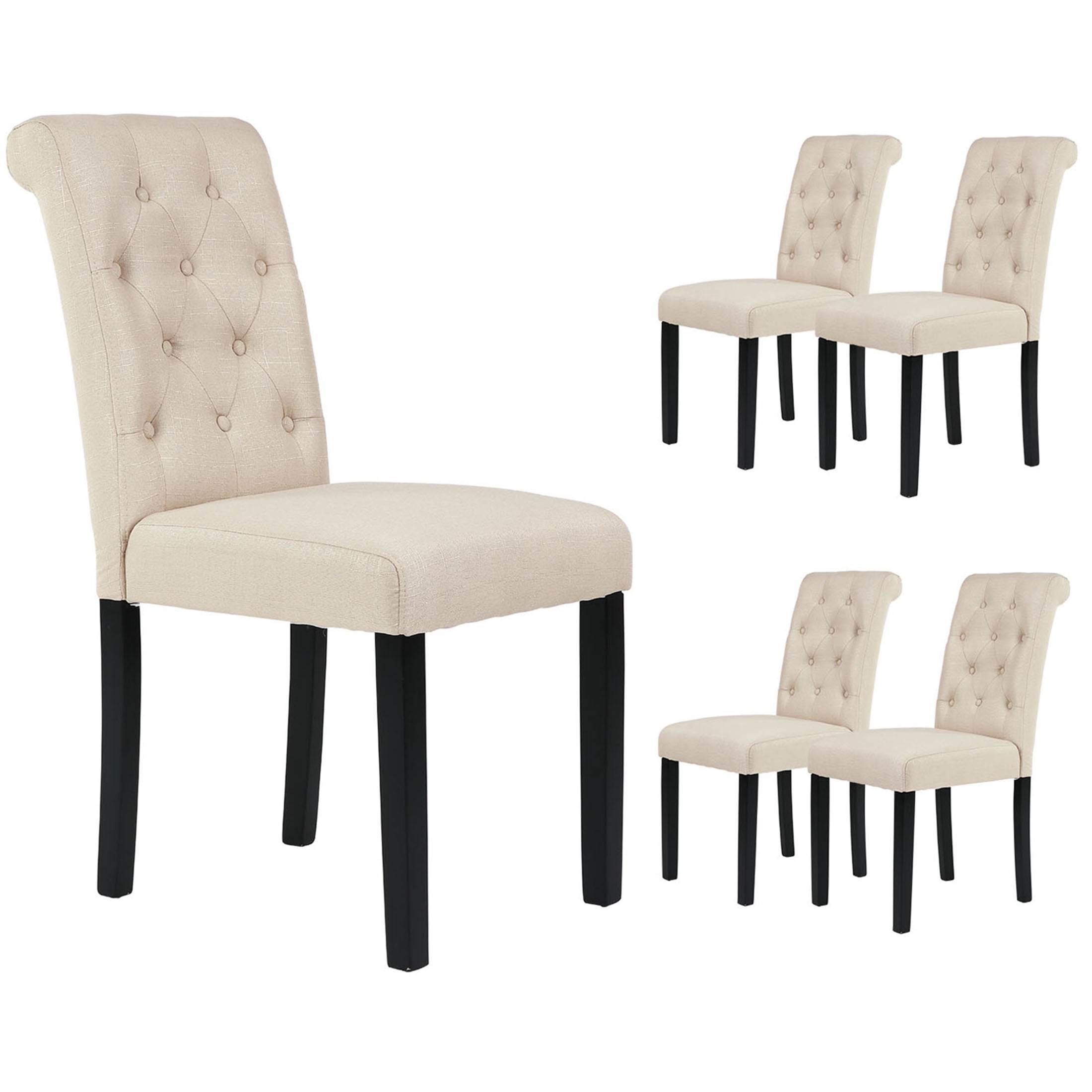 Homy Grigio Gray Fabric Modern Upholstered Dining Chairs with Tufted ...