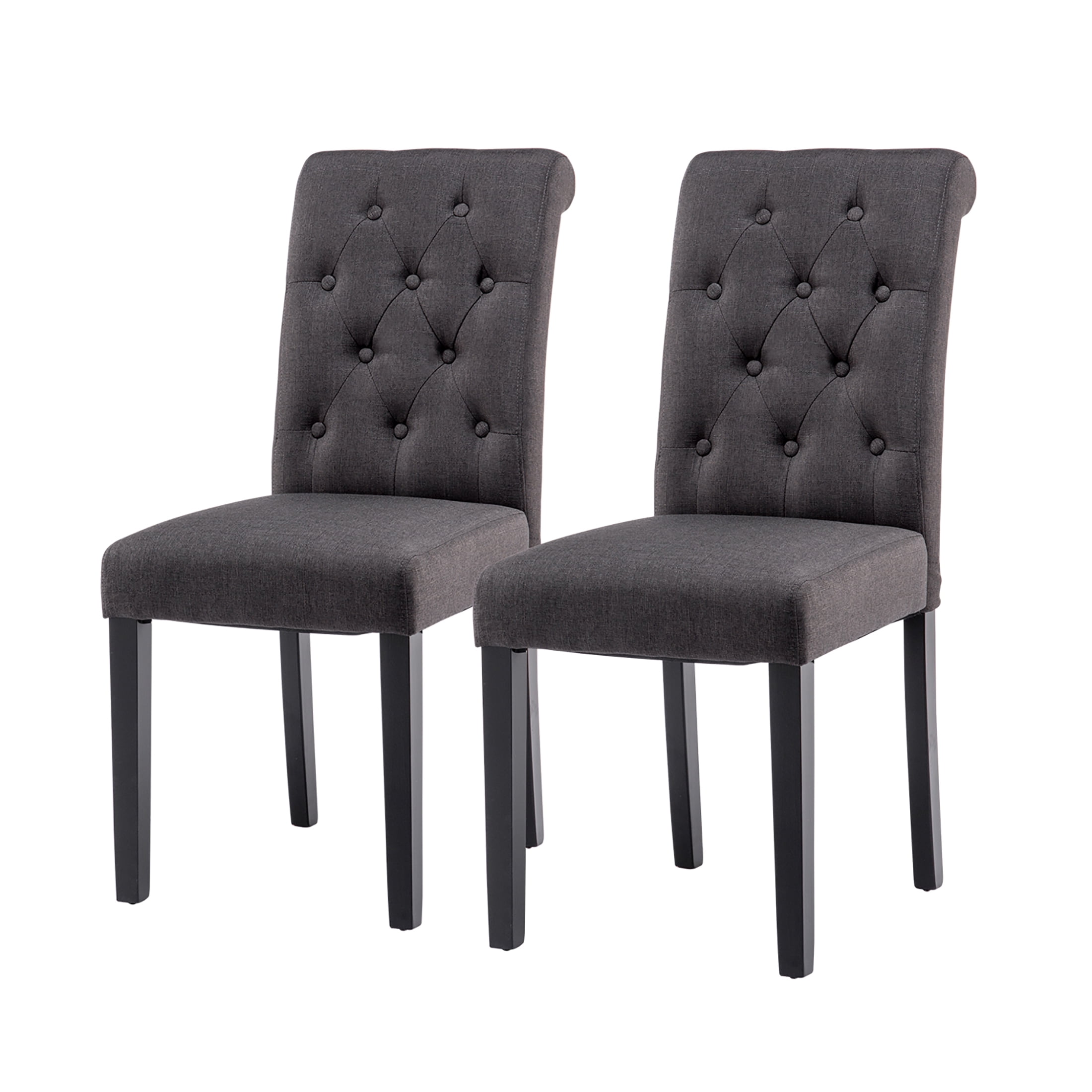 Homy Grigio Gray Fabric Modern Upholstered Dining Room Chairs with ...
