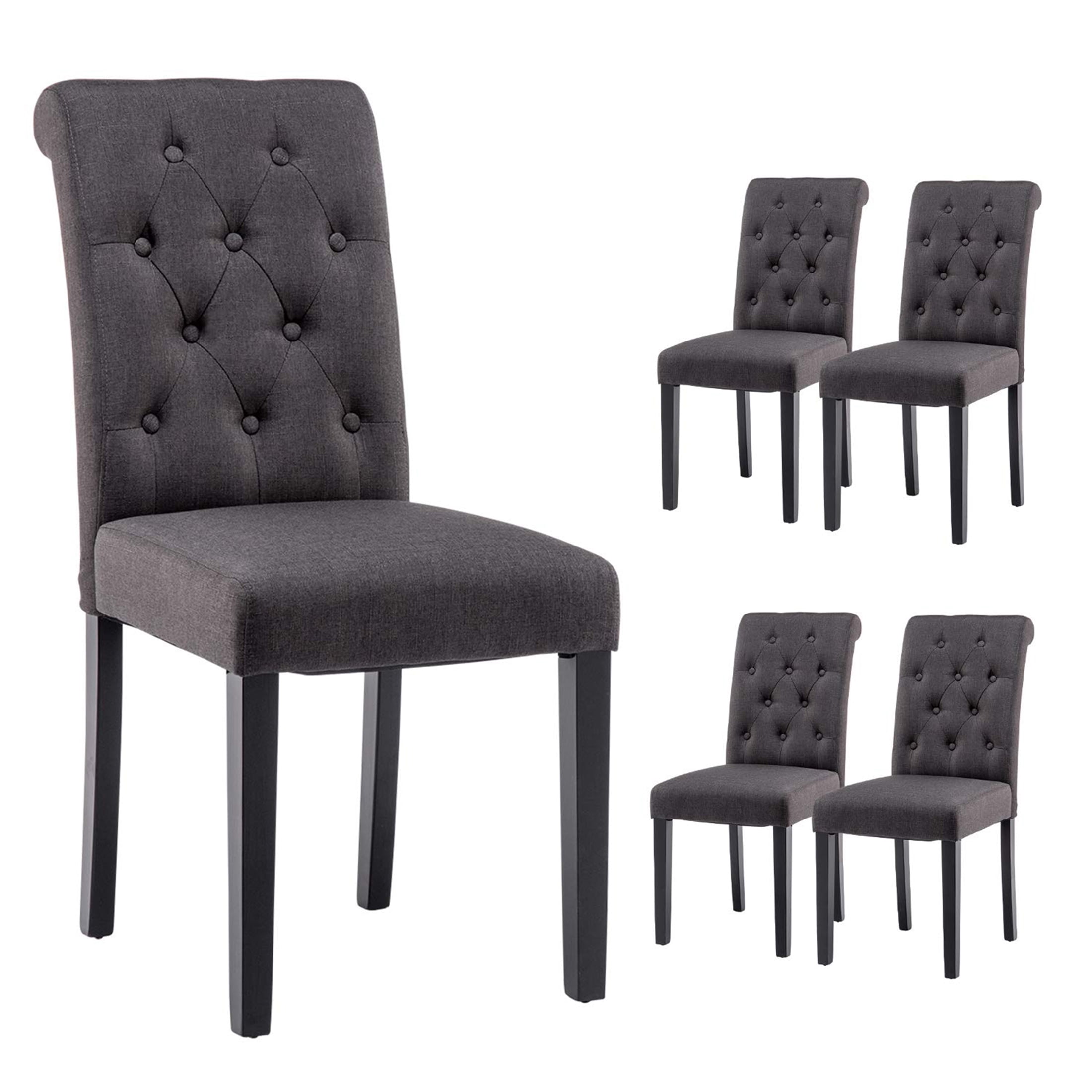 Homy Grigio Gray Fabric Modern Upholstered Dining Room Chairs with ...
