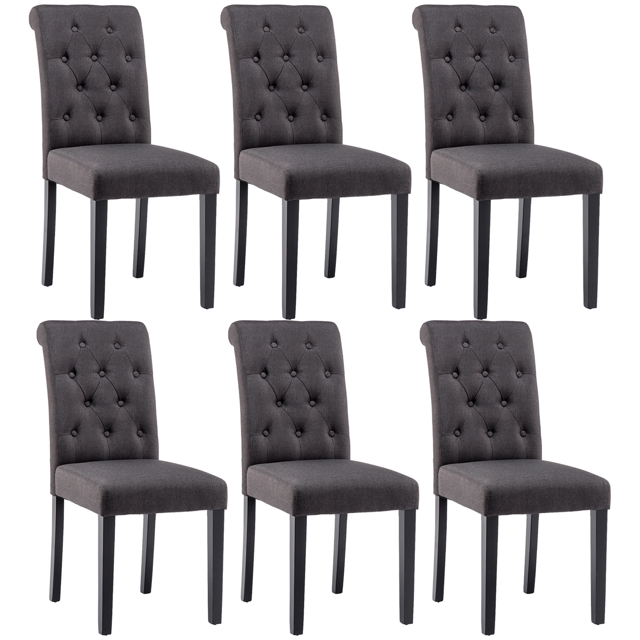 Homy Grigio Gray Fabric Modern Upholstered Dining Room Chairs with ...