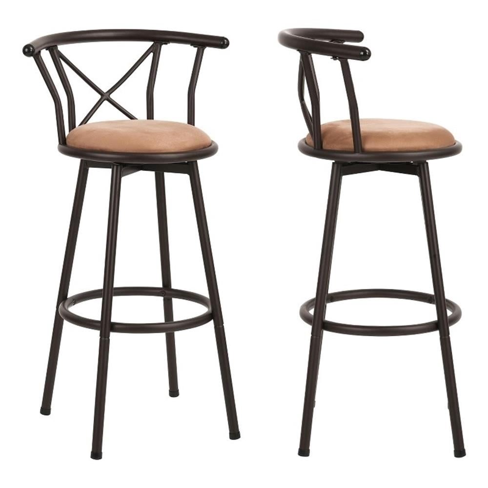 Homycasa Hailey 30.3" Swivel Microfiber Bar Stools in Brown (Set of 2 ...