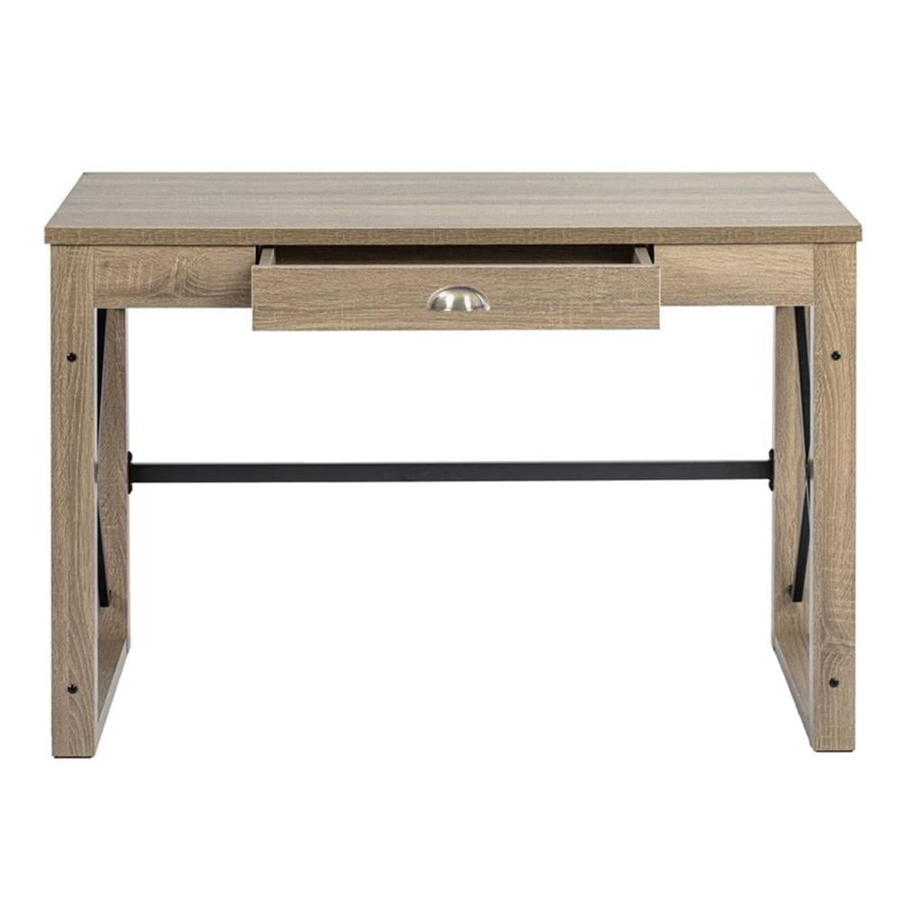 Homycasa Oak Finish Industrial Farmhouse Style Rustic Computer Desk ...