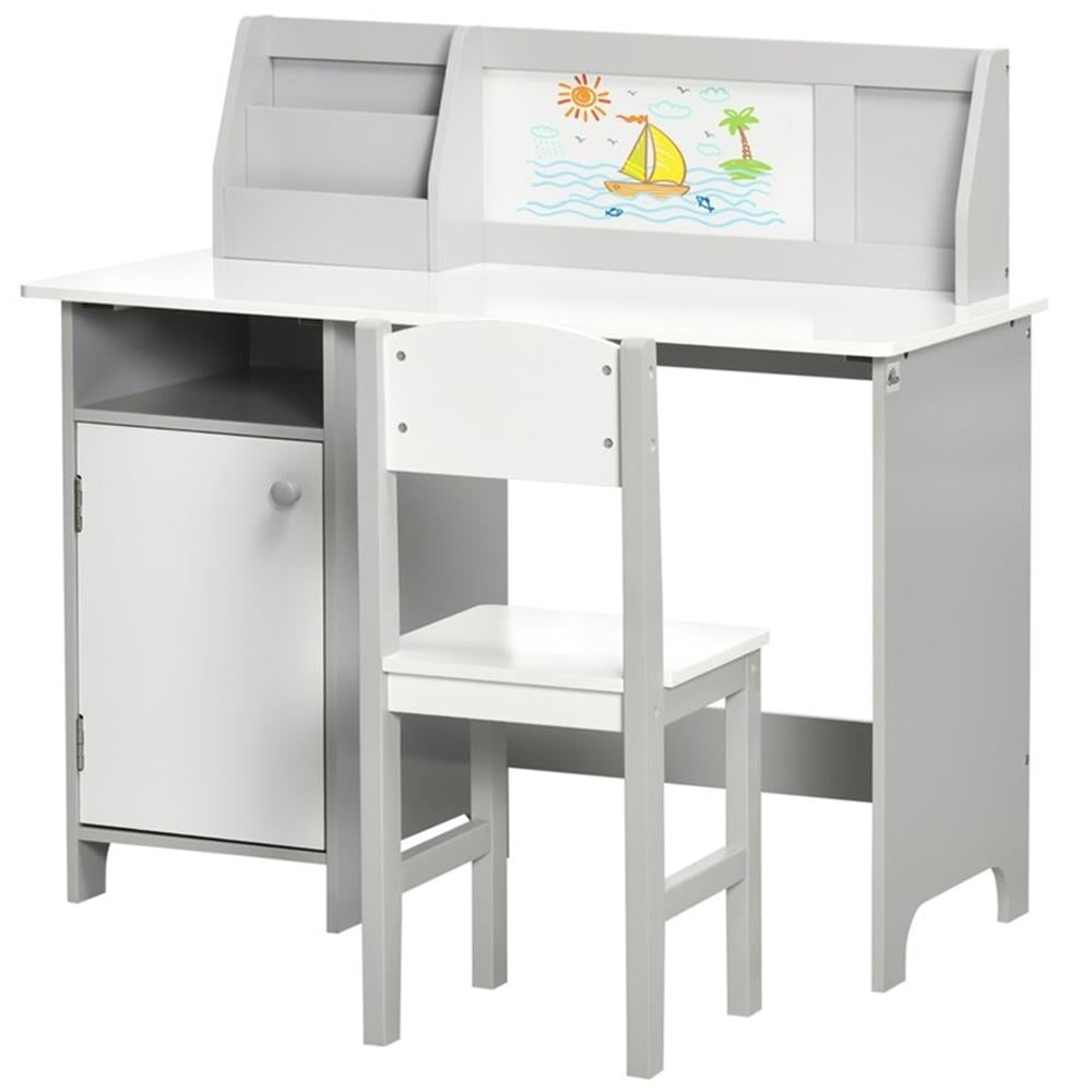 Homycasa Toddler Desk and Chair Set Kids Writing Desk Study-Gray ...